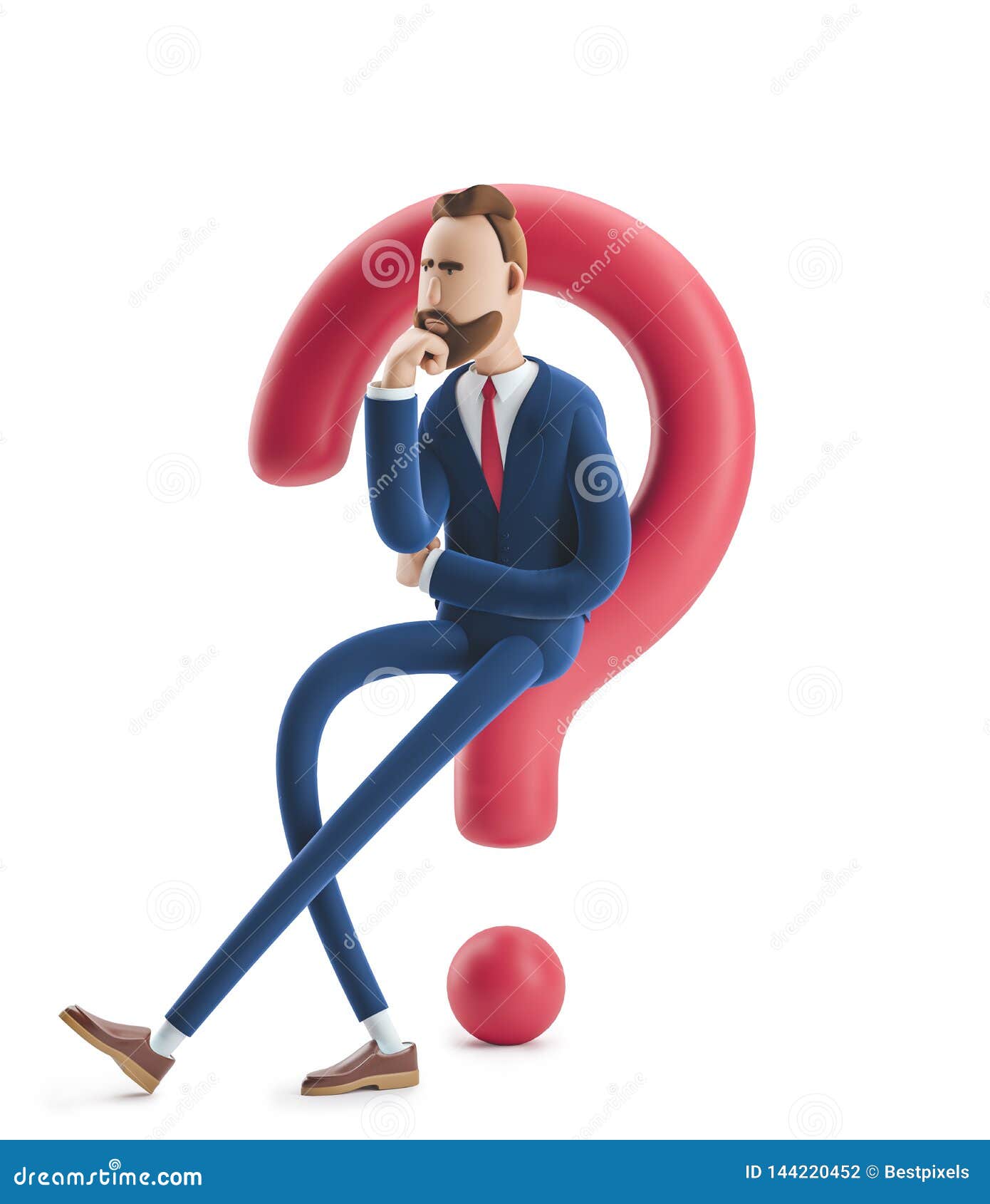 3d Illustration. Businessman Billy Looking for a Solution Stock ...