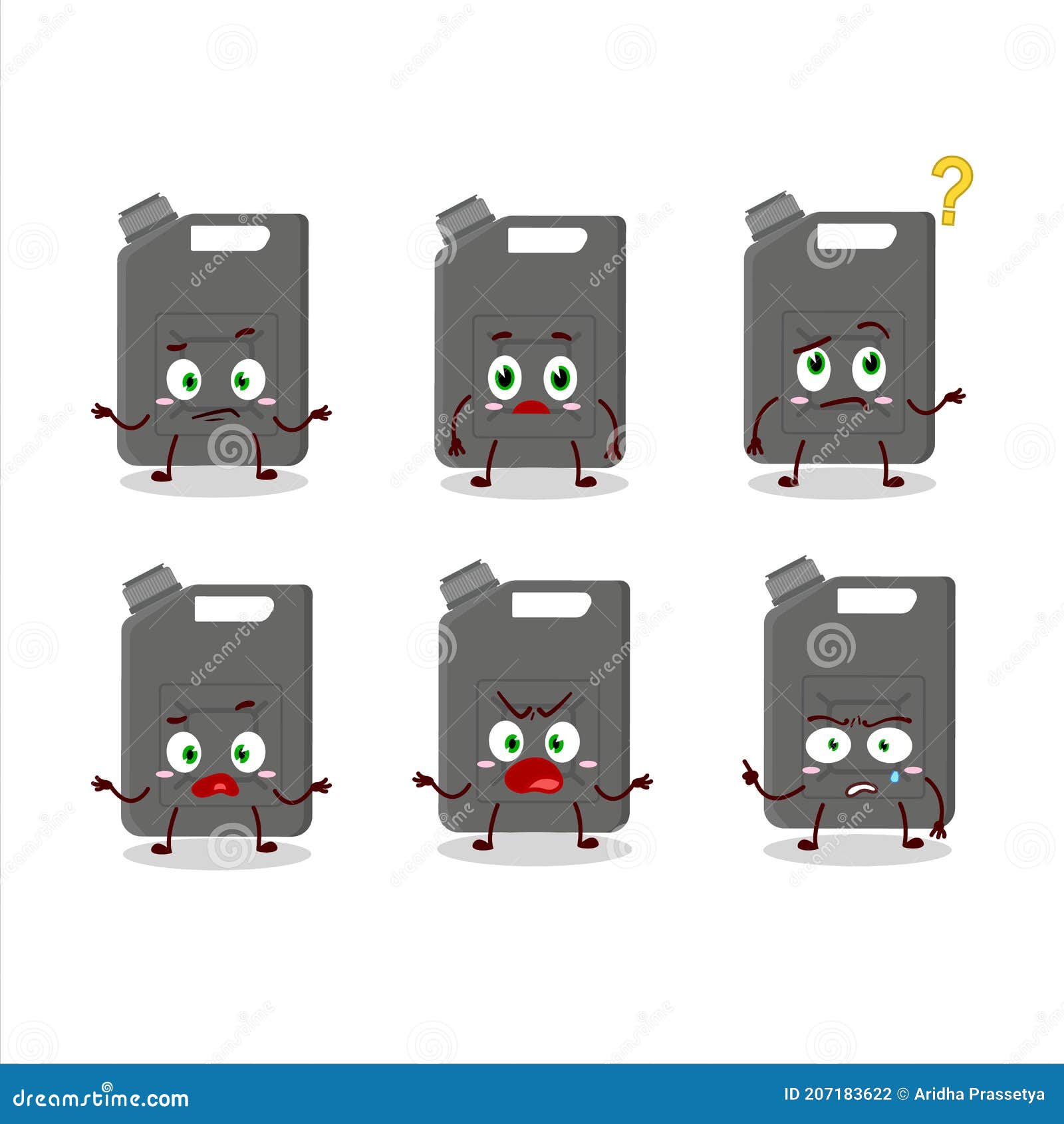 Cartoon Character of Black Gasoline Tank with What Expression Stock ...