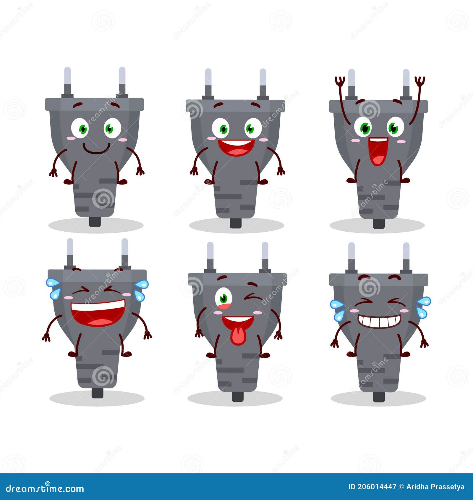 Cartoon Character of Black Plug with Smile Expression Stock Vector ...