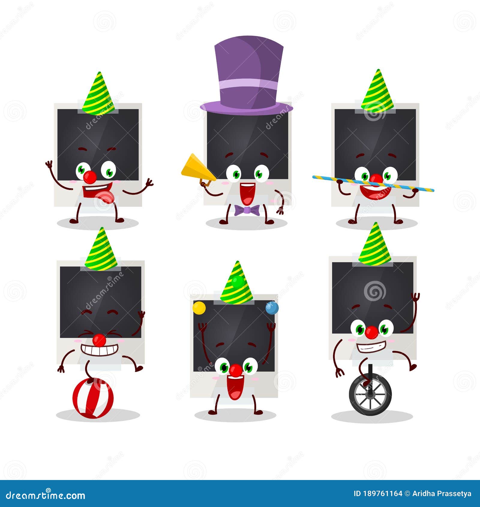 Black Polaroid Cartoon Character With Love Cute Emoticon Vector ...