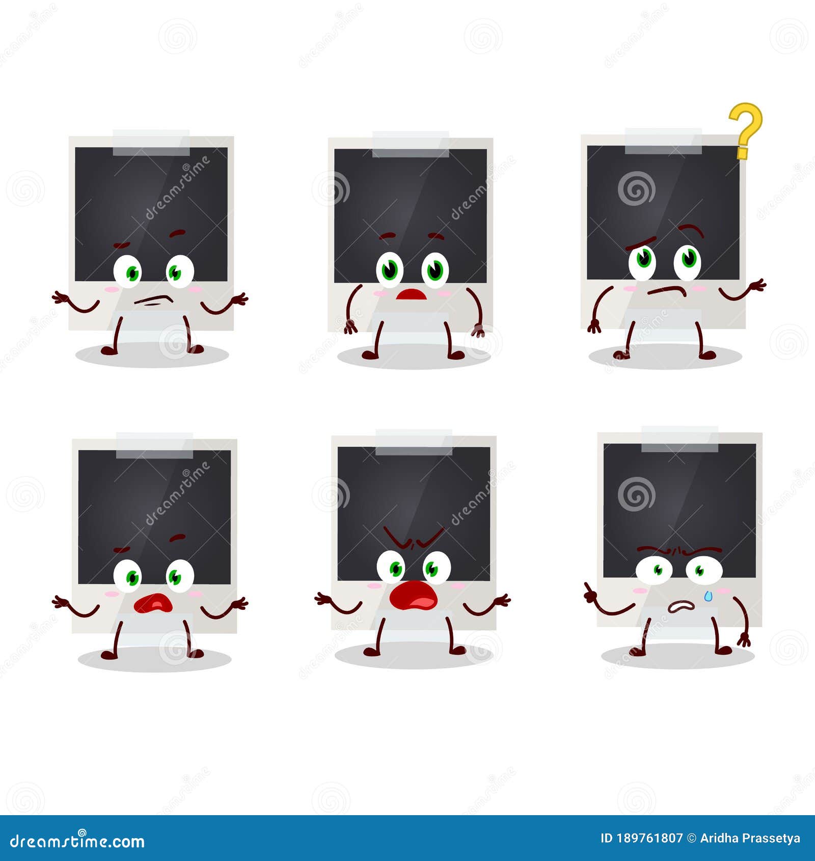 Black Polaroid Cartoon Character With Love Cute Emoticon Vector ...