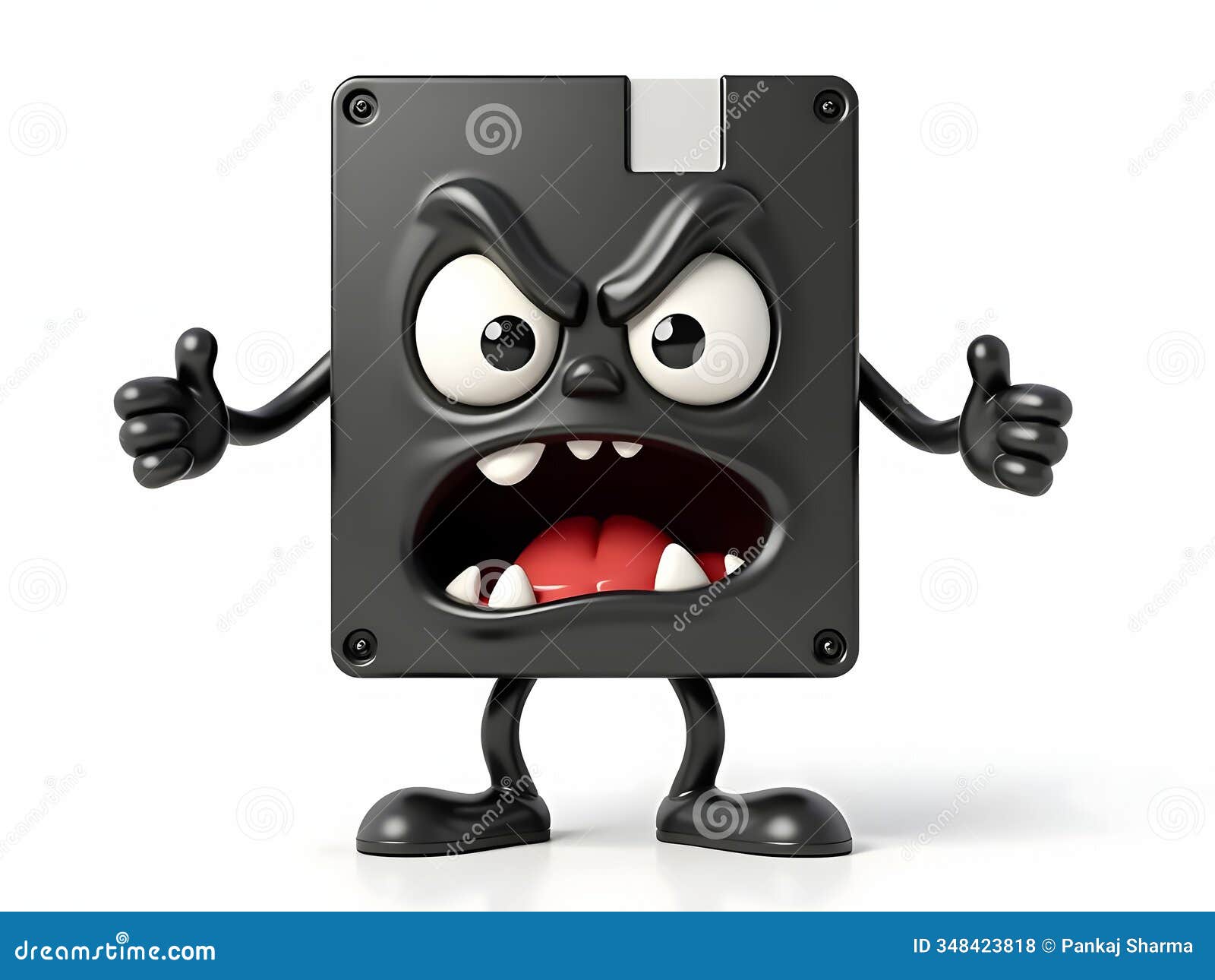 3D Black SSD Hard Disk Cartoon with Funny Eyes and Legs – Ideal for ...