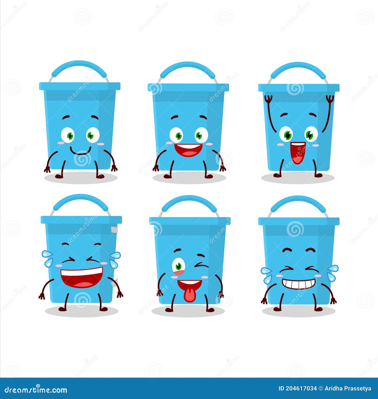 Cartoon Character of Blue Bucket with Smile Expression Stock Vector ...