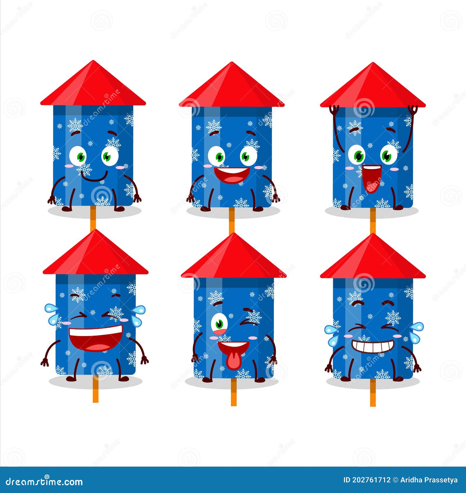 Cartoon Character of Blue Firecracker with Smile Expression Stock ...