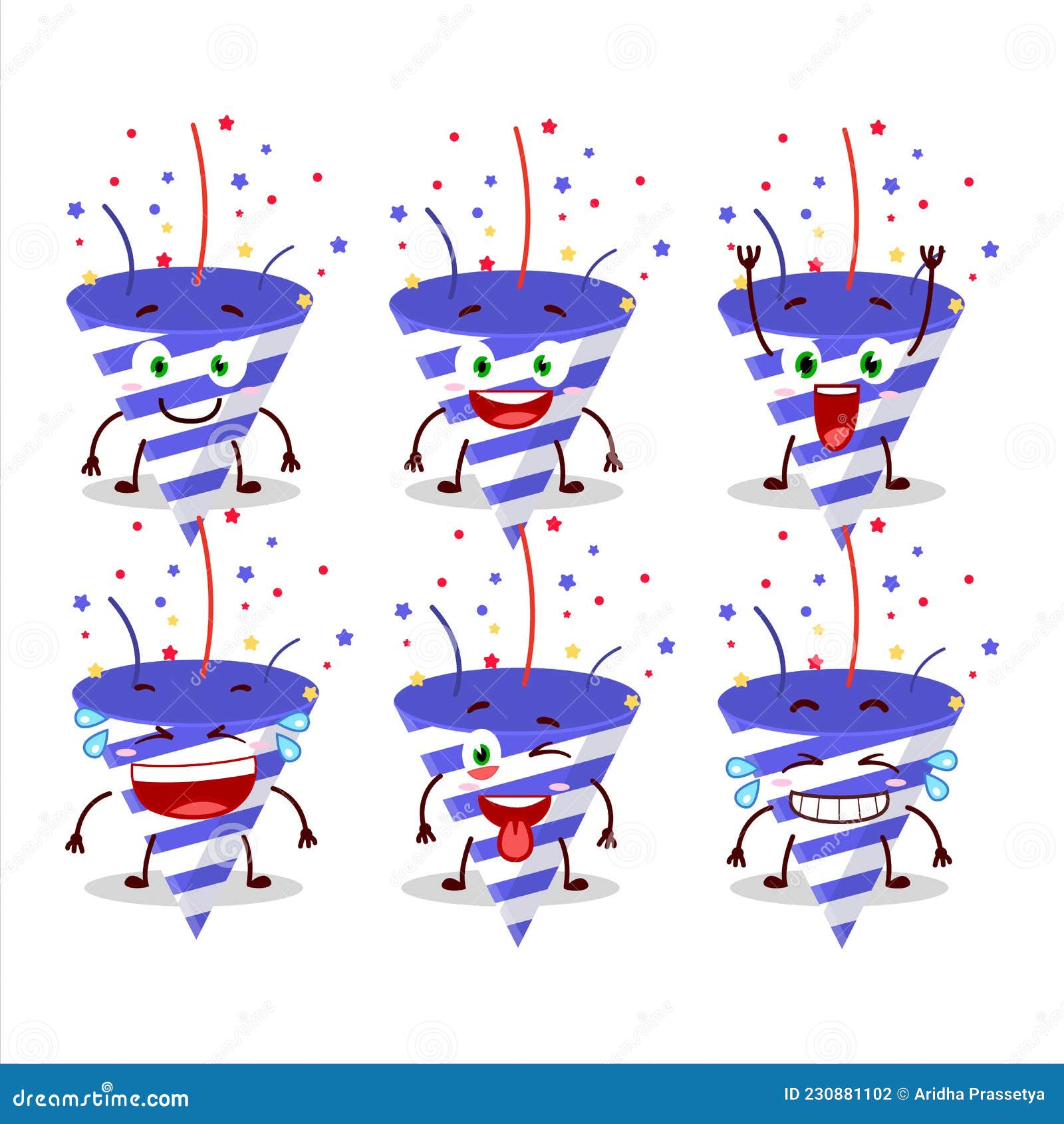 Cartoon Character of Blue Firecracker with Smile Expression Stock ...
