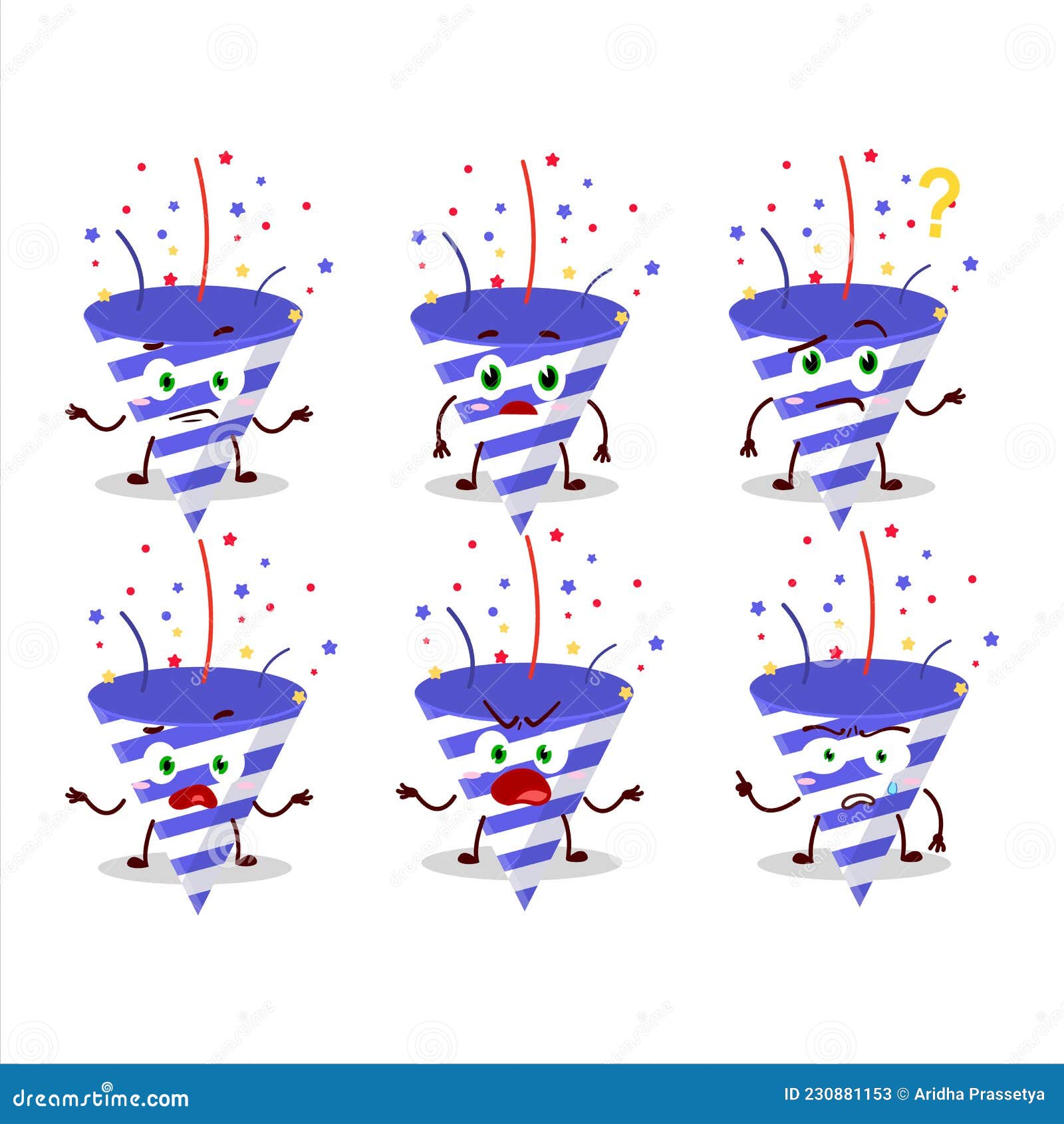 Cartoon Character of Blue Firecracker with What Expression Stock Vector ...