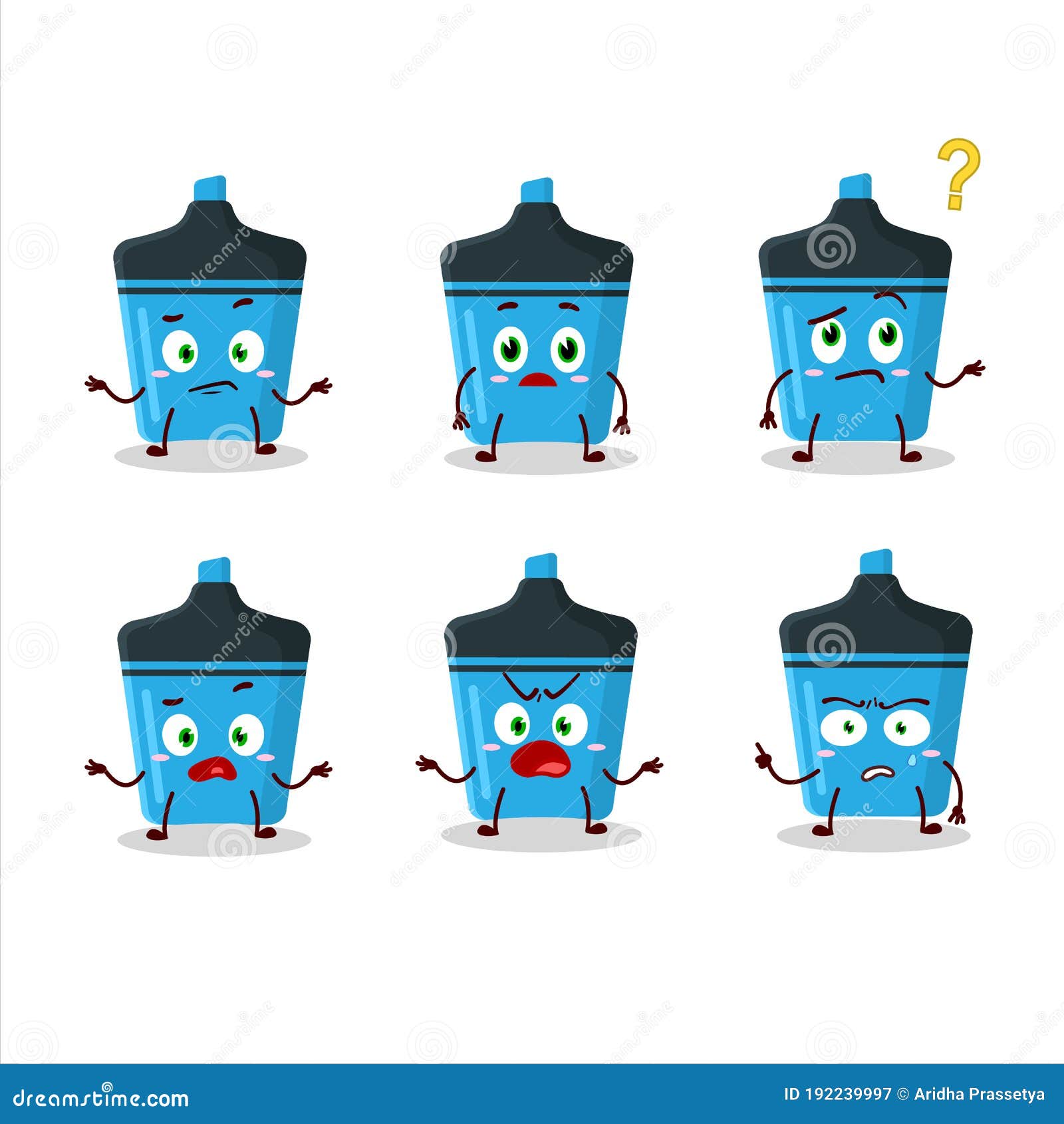 Cartoon Character of Blue Highlighter with What Expression Stock Vector ...