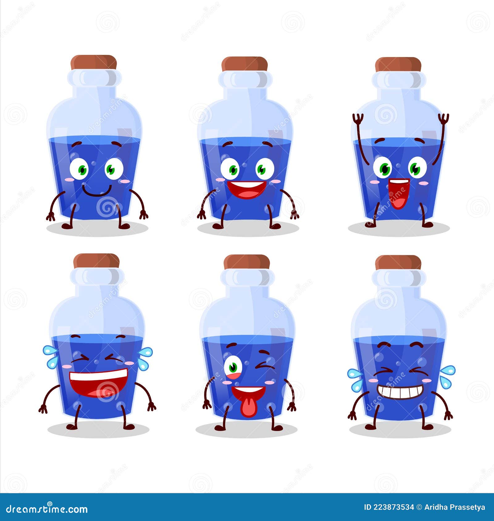 Cartoon Character of Blue Magic Potion with Smile Expression Stock ...