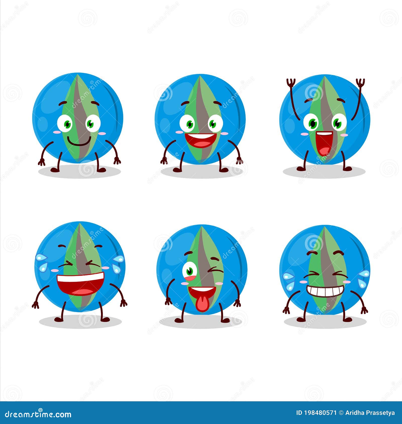 Blue Marbles Cartoon Character With Love Cute Emoticon Vector ...