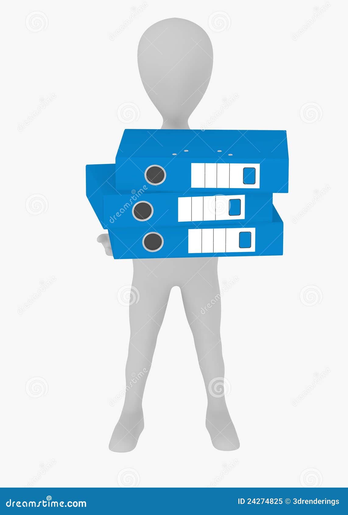 Cartoon Character with Blue Office Files Stock Illustration ...
