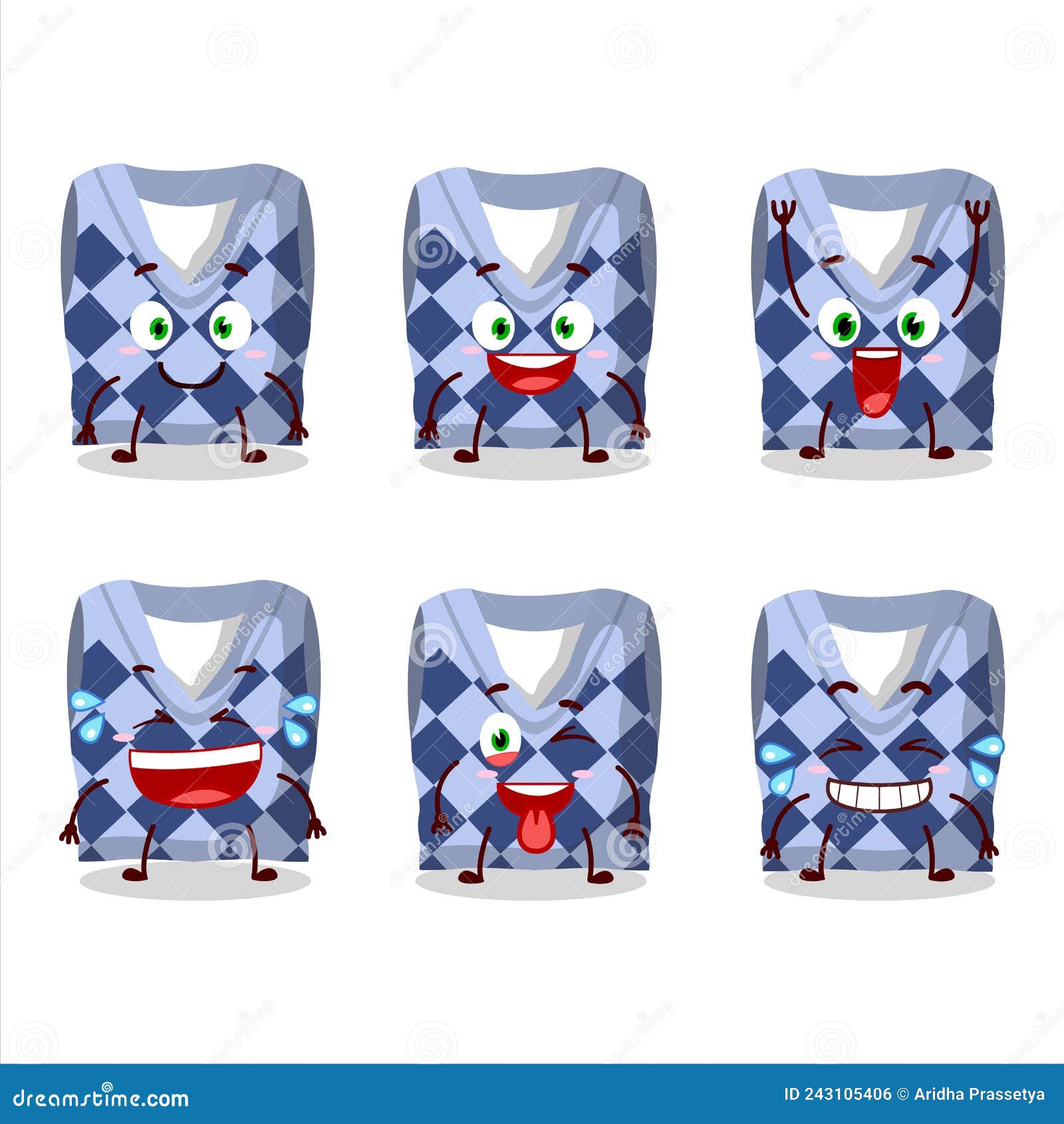 Cartoon Character of Blue School Vest with Smile Expression Stock ...