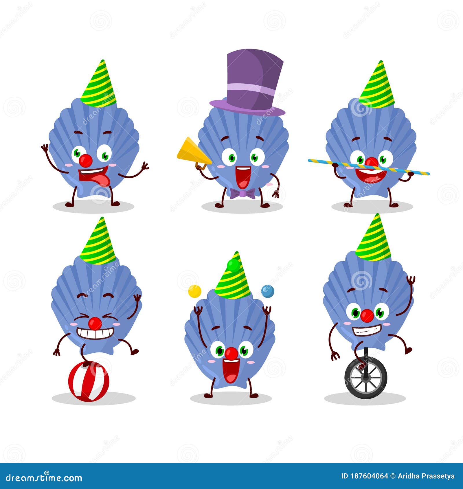 Cartoon Character of Blue Shell with Various Circus Shows Stock Vector ...