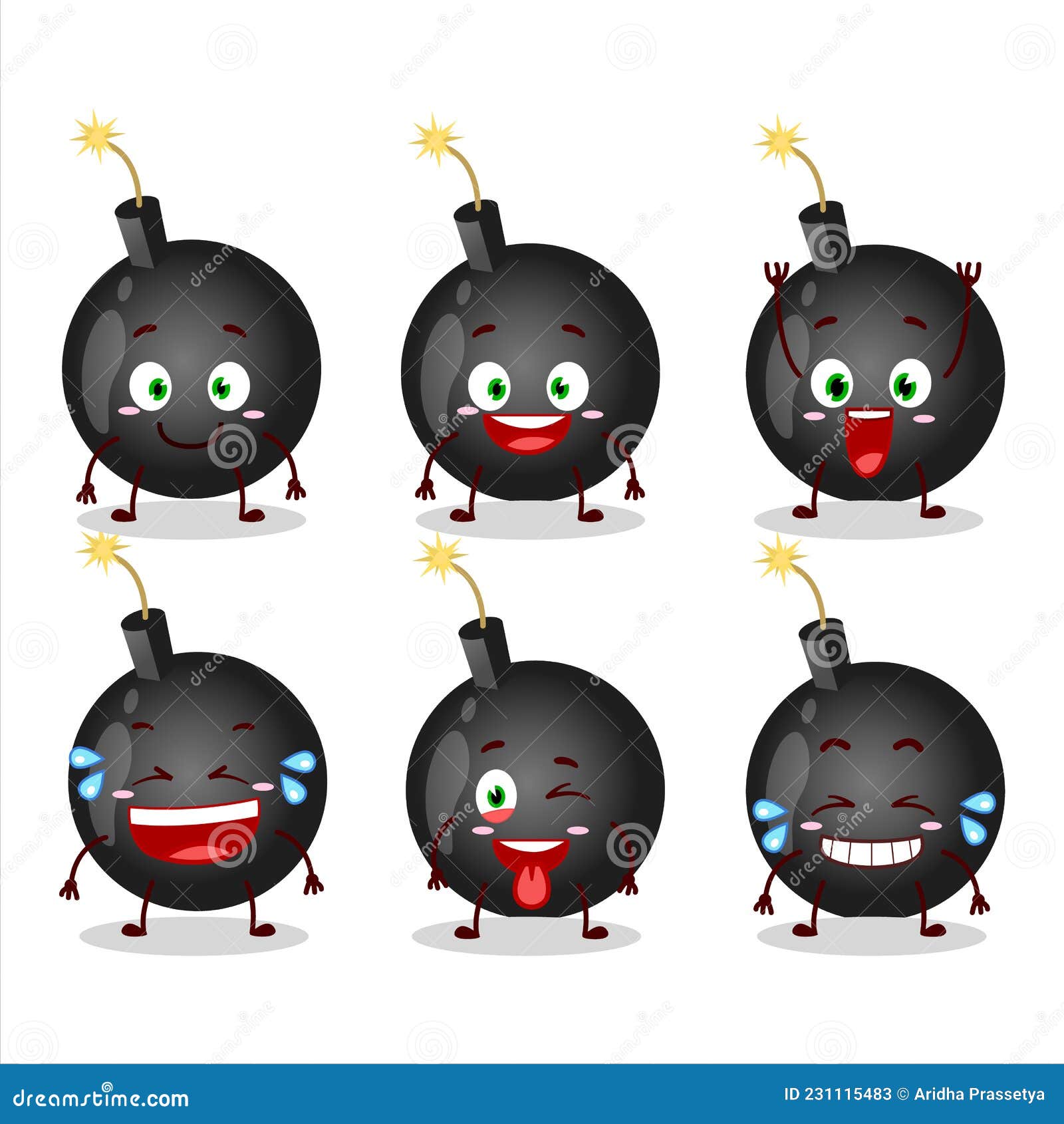 Cartoon Character of Bomb Explosive Firecracker with Smile Expression ...