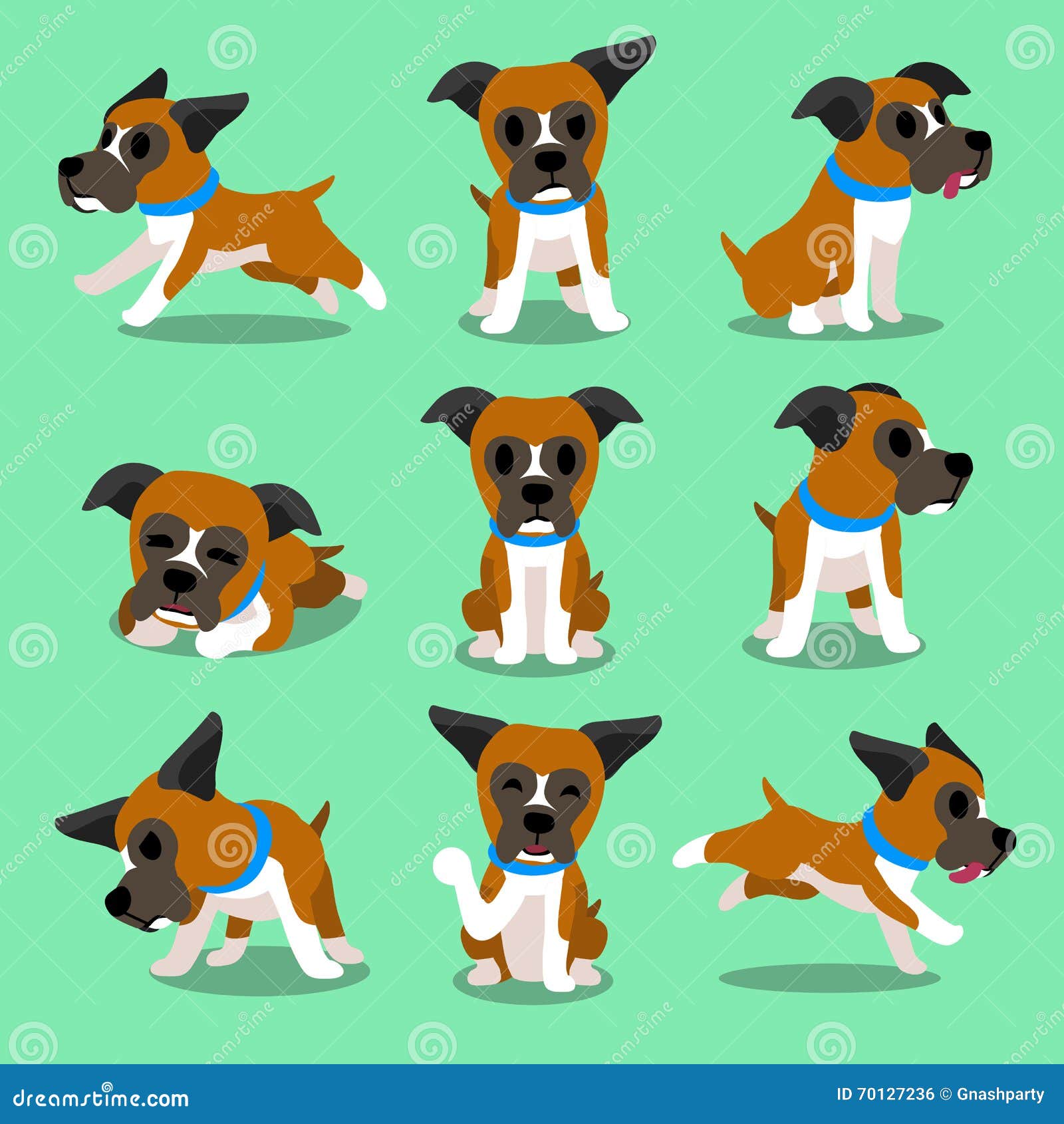 Cartoon Character Boxer Dog Poses Stock Vector - Illustration of ...