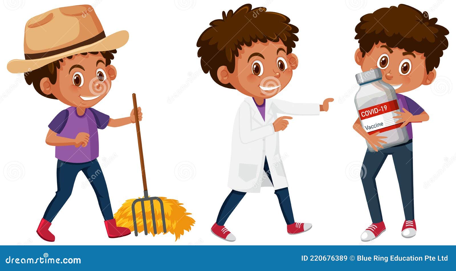 Cartoon Character of a Boy Doing Different Activities Stock Vector ...
