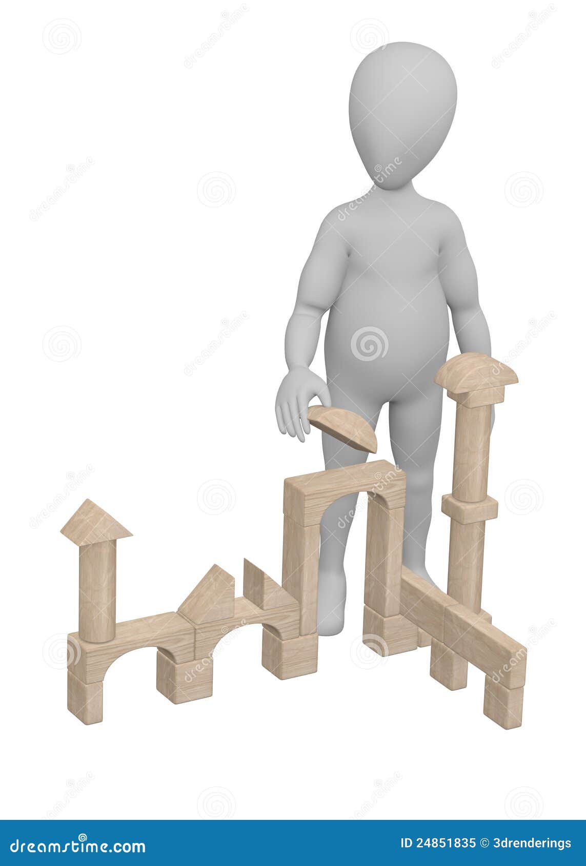 Cartoon Character with Brickbox Building Stock Illustration ...