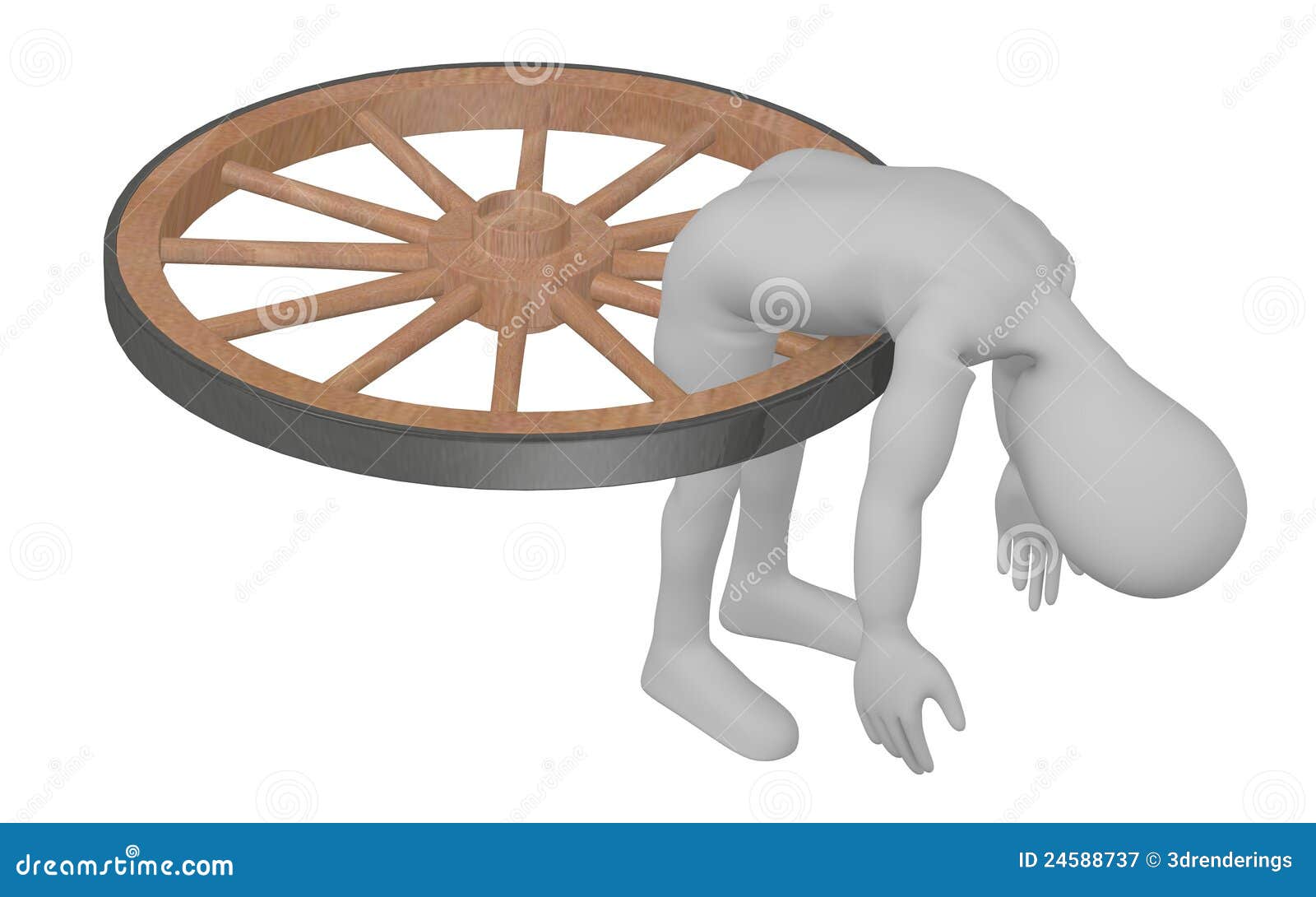 Cartoon Character Broken in Wheel Stock Illustration - Illustration of ...