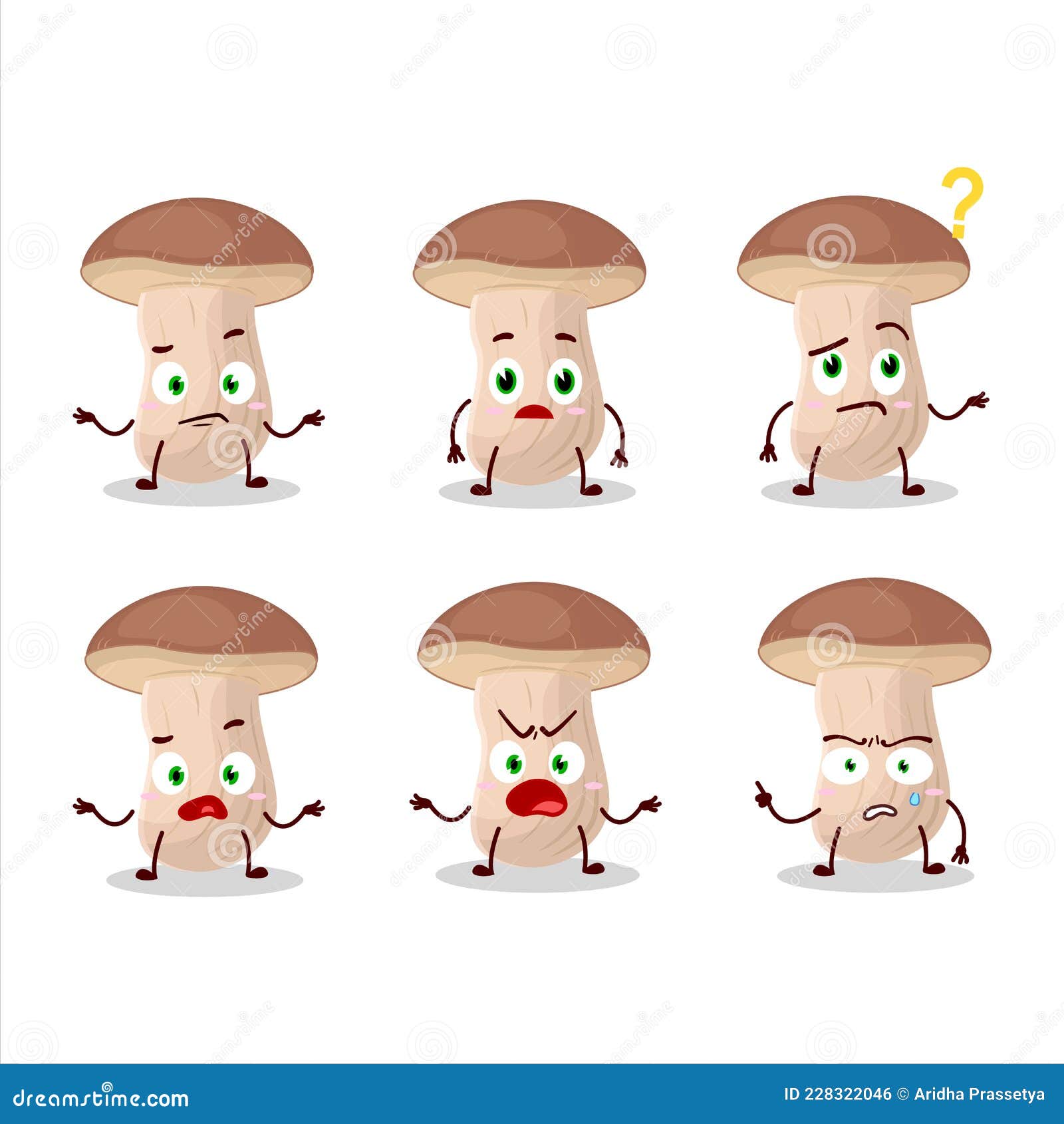 Cartoon Character of Brown Cap Boletus with What Expression Stock ...
