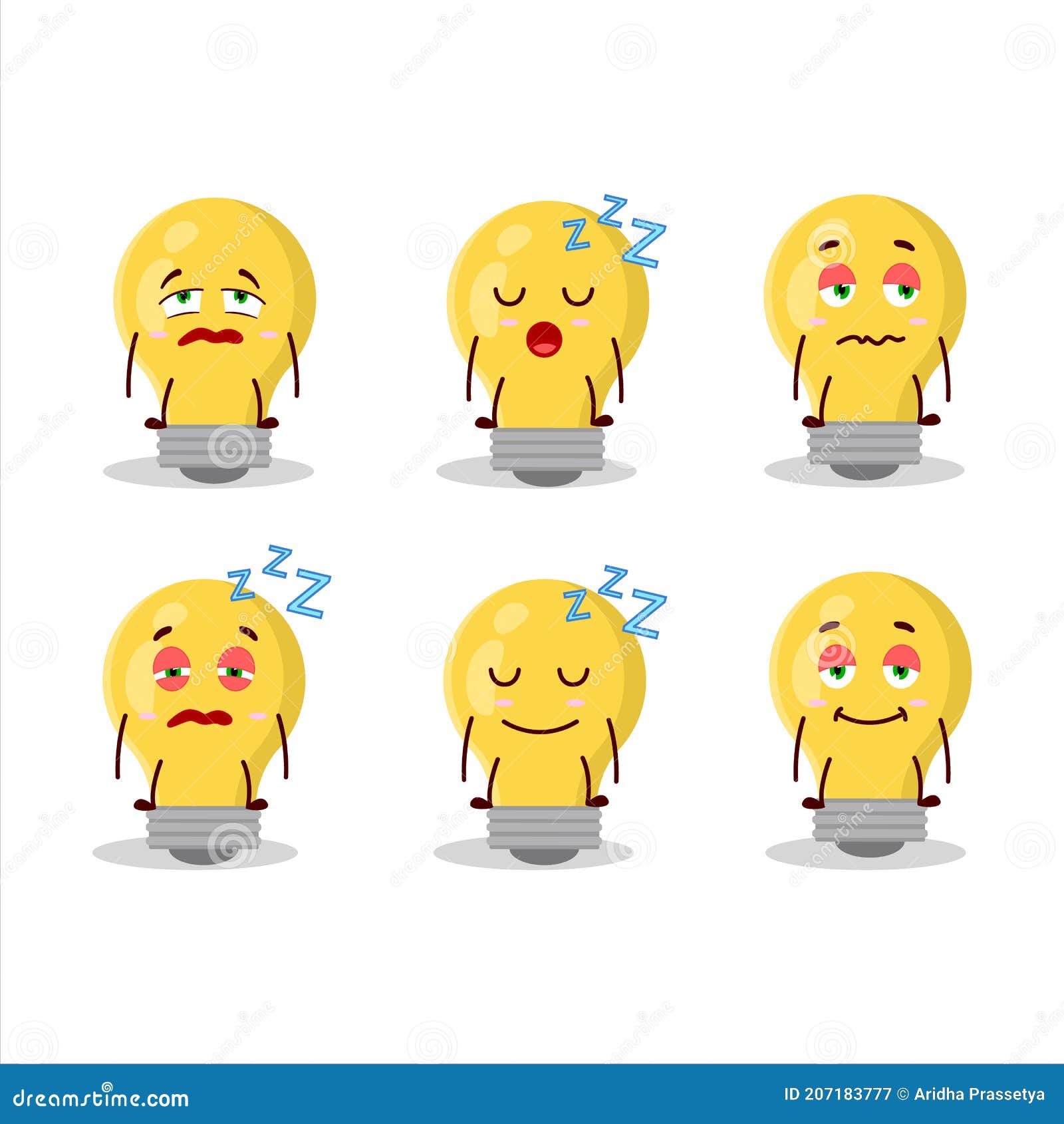 Cartoon Character of Bulb Lamp with Sleepy Expression Stock Vector ...
