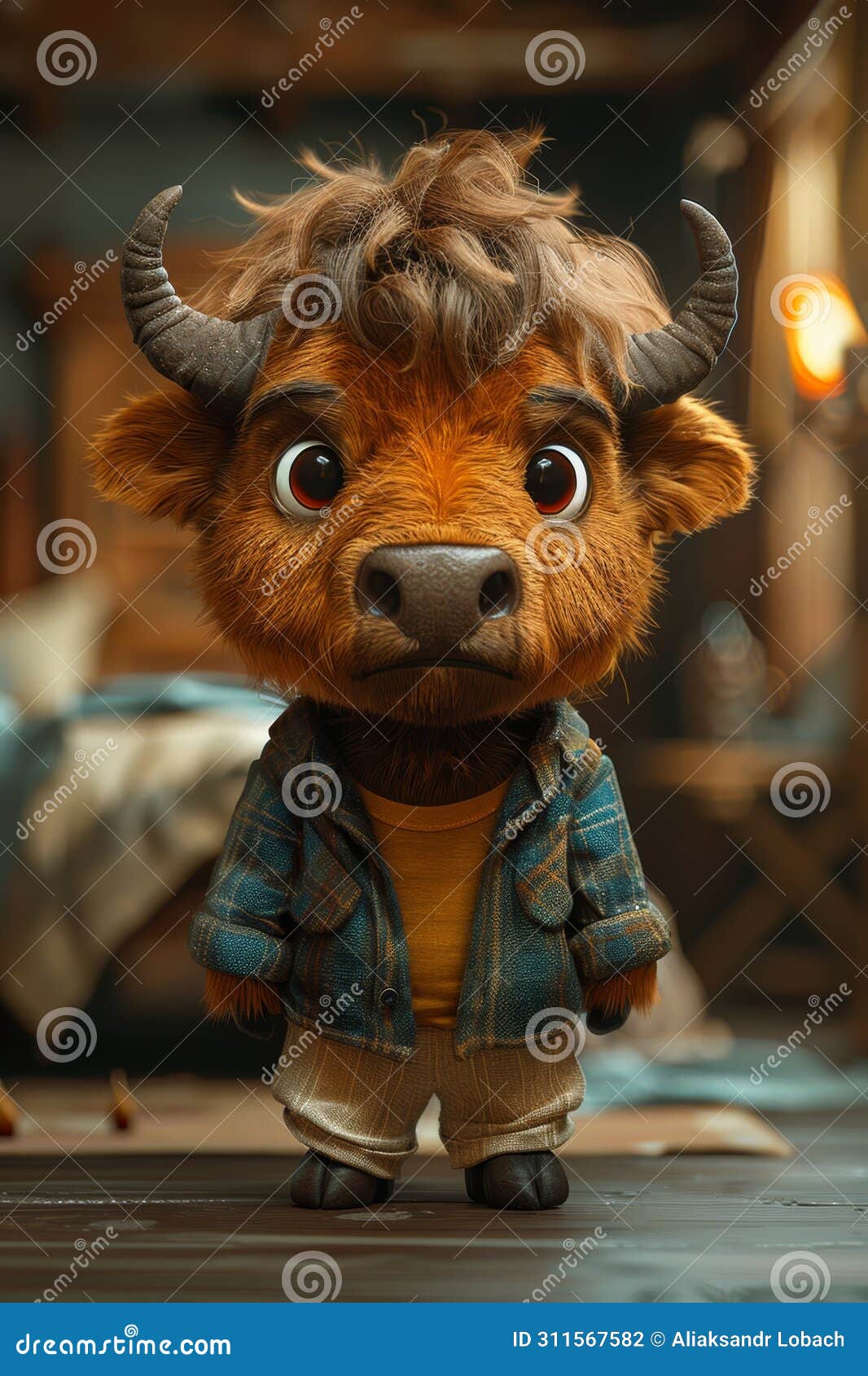 Cartoon Character of a Bull in Clothes. 3d Illustration Stock ...