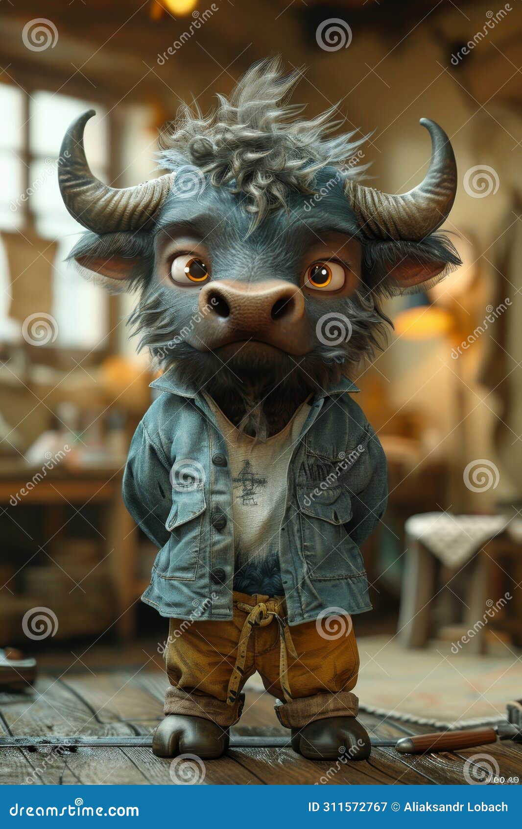Cartoon Character of a Bull in Clothes. 3d Illustration Stock ...