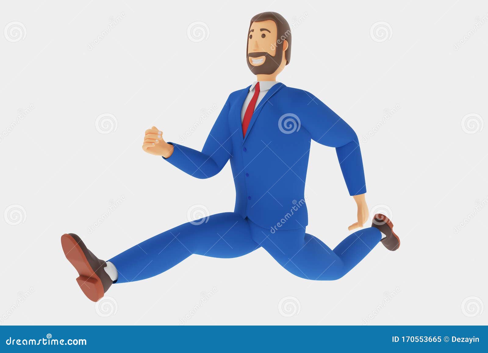 Cartoon Character Businessman is Running. 3d Rendering Stock ...