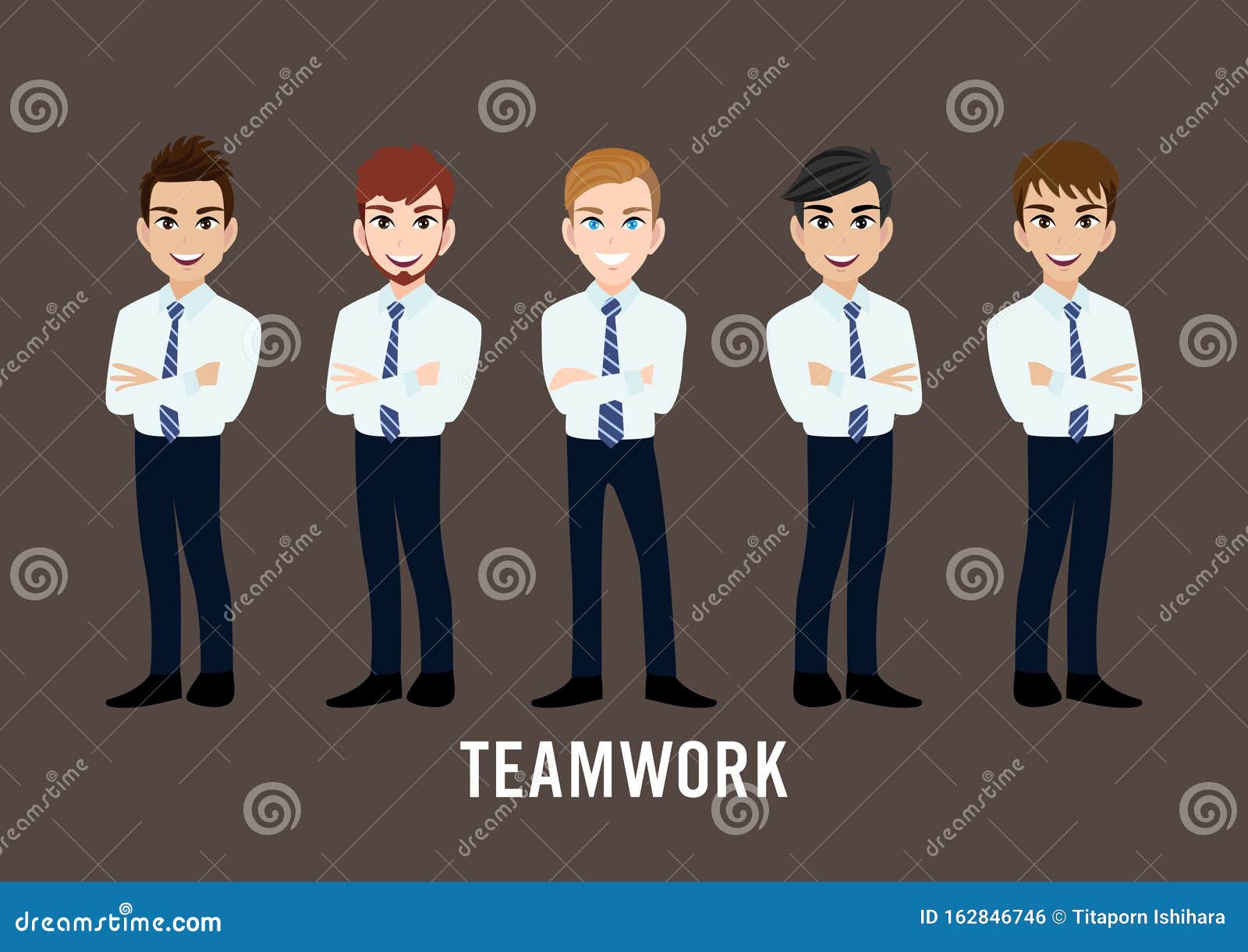 Cartoon Character with Businessman, Teamwork Concept Design. Stock ...