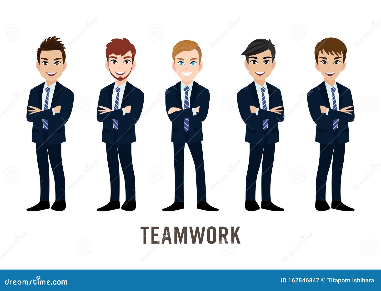 Cartoon Character with Businessman, Teamwork Concept Design. Stock ...