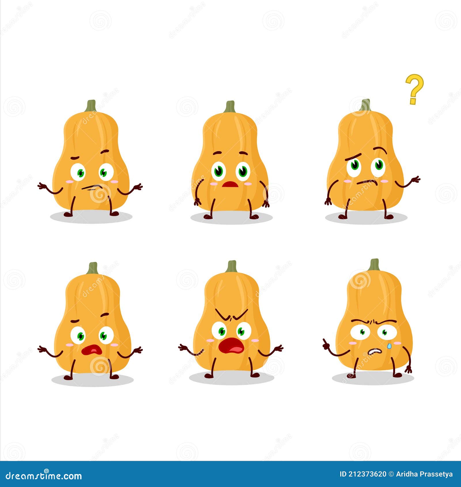 Cartoon Character of Butternut Squash with What Expression Stock Vector ...