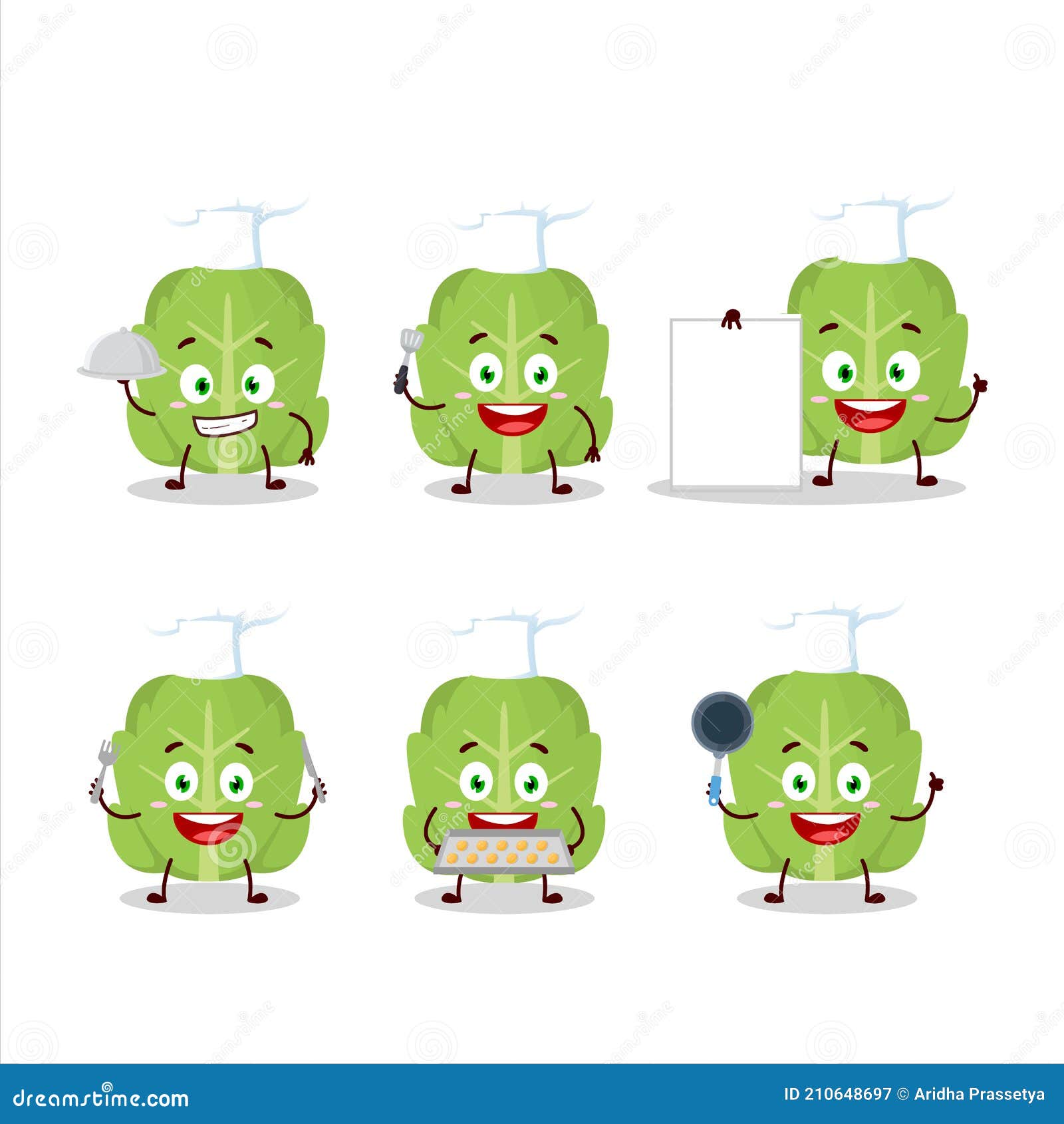 Cartoon Character of Cabbage with Various Chef Emoticons Stock Vector ...