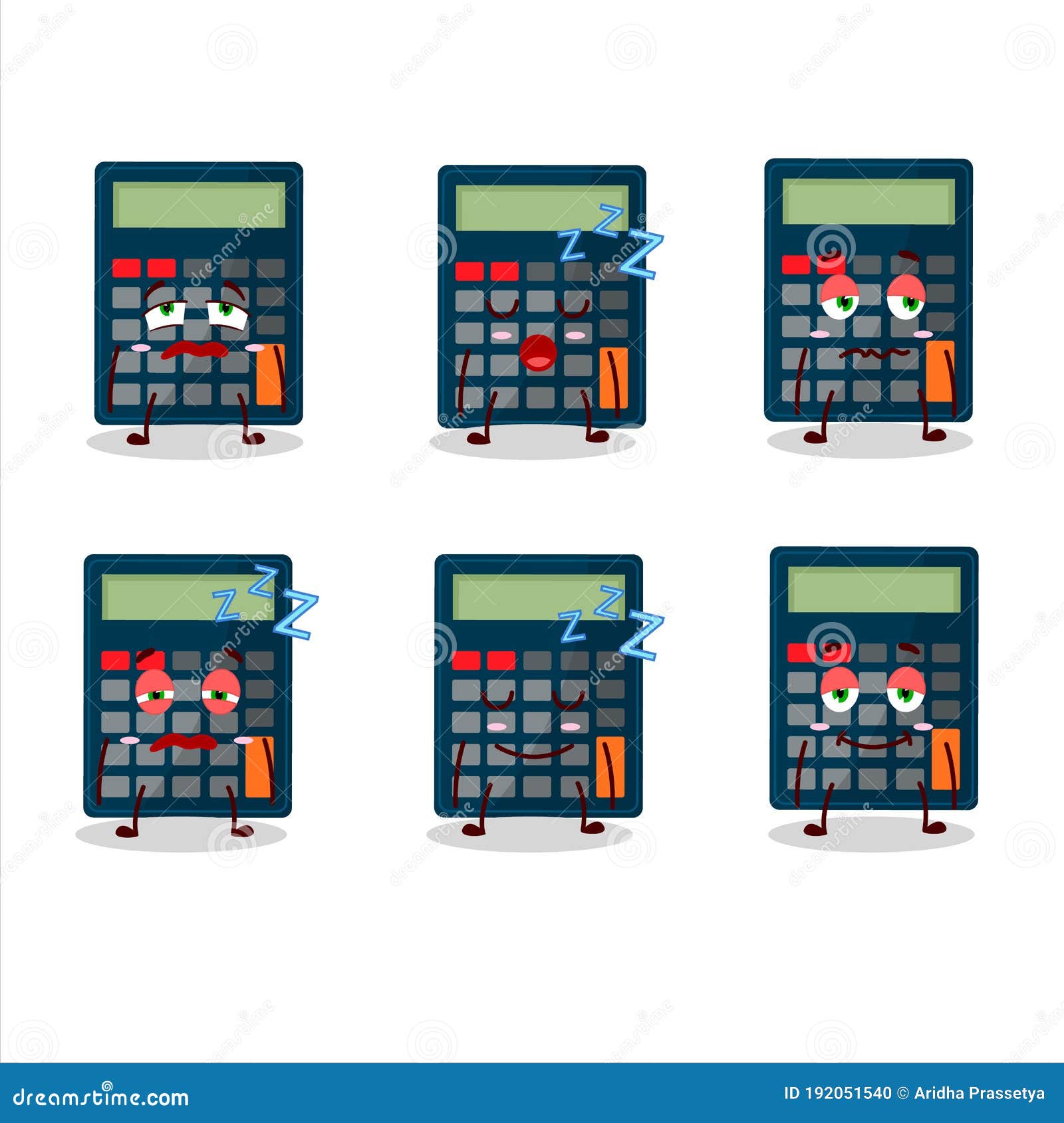 Cartoon Character of Calculator with Sleepy Expression Stock Vector ...