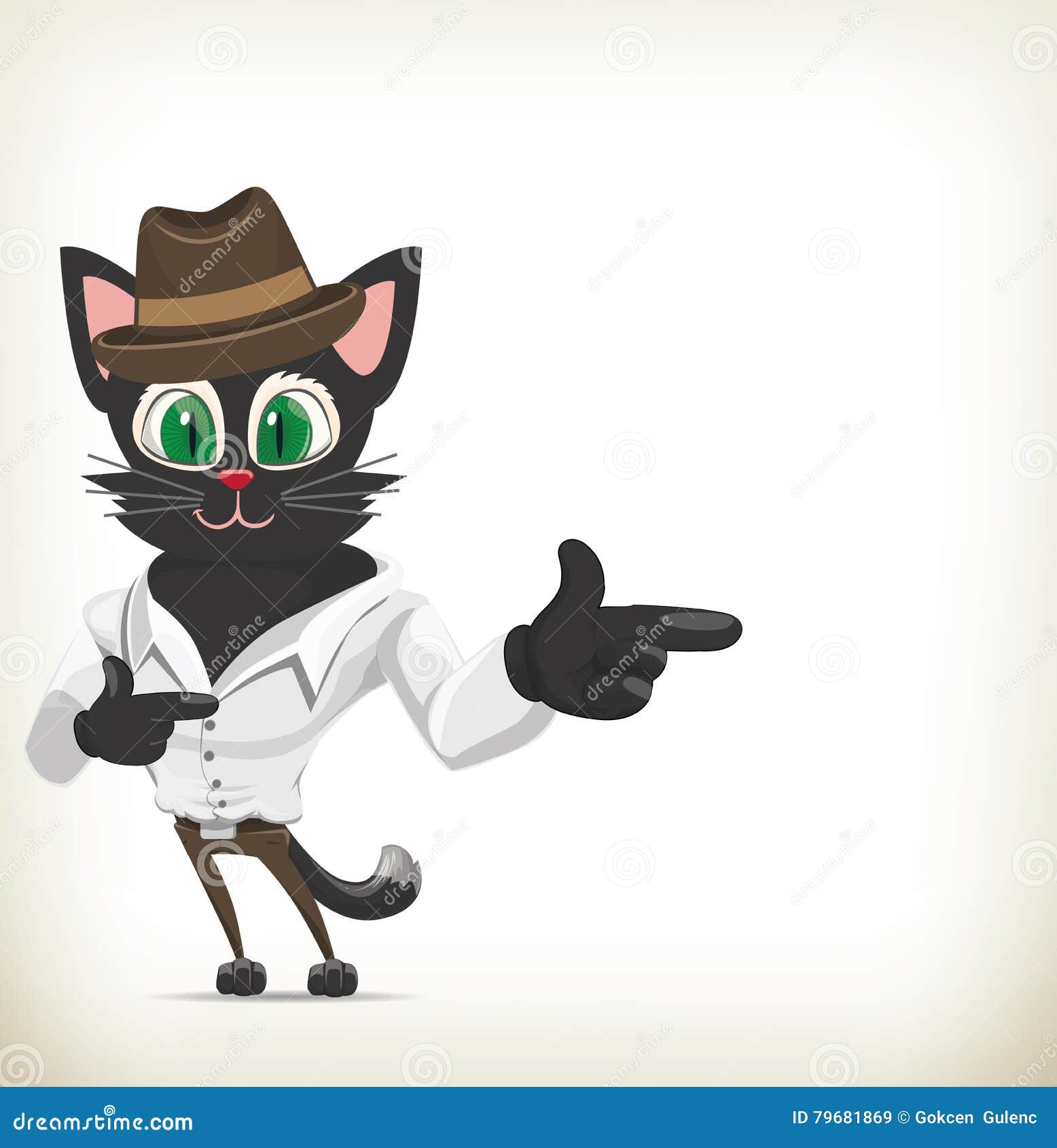 Cartoon Character Cat Pointing, Showing Stock Vector - Illustration of ...