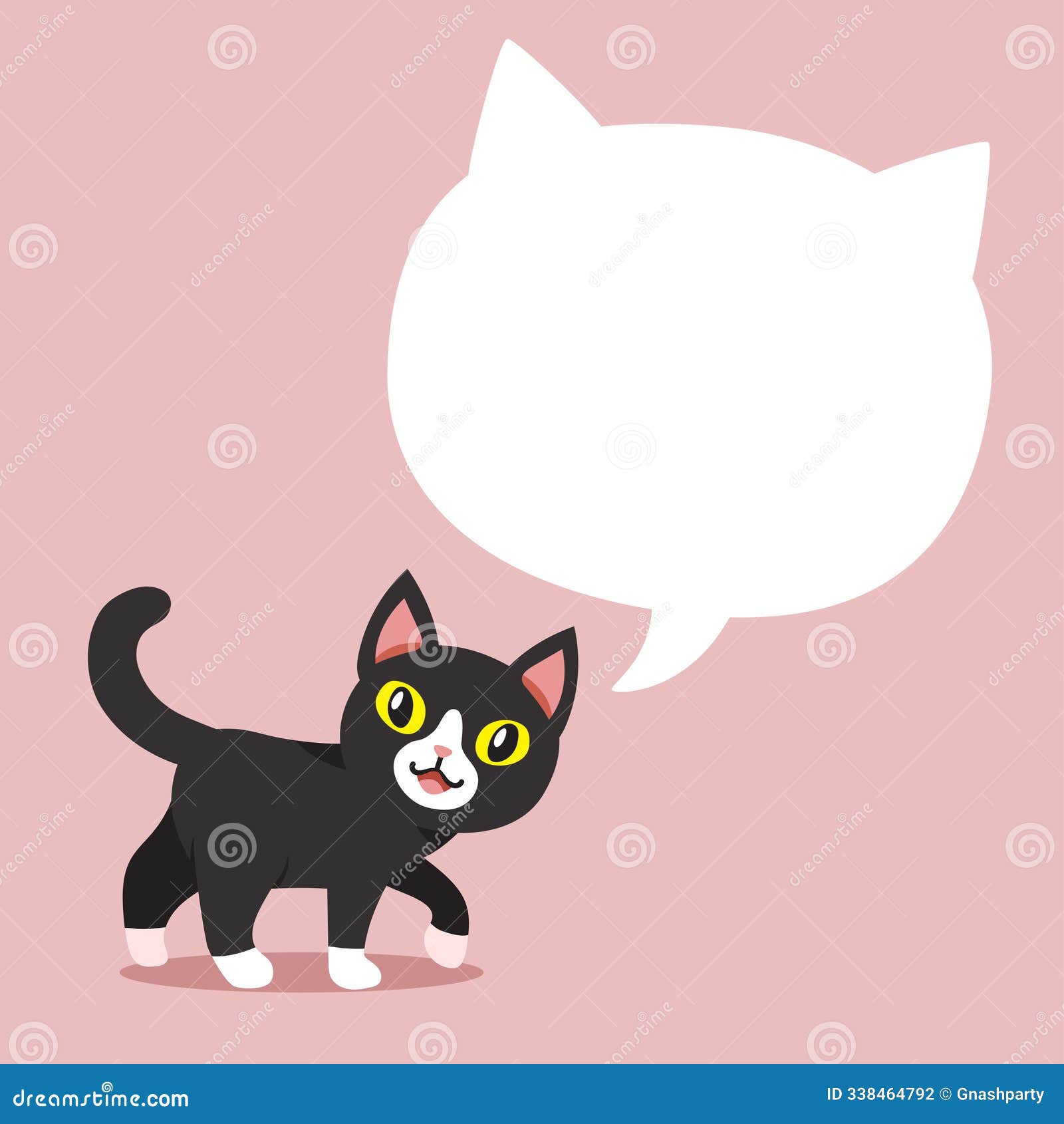 Cartoon Character Cat with Speech Bubble Stock Illustration - Illustration of design ...
