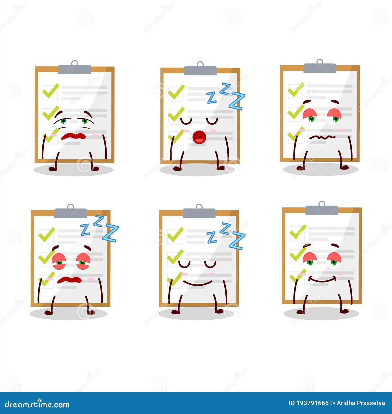 Cartoon Character of Checklist with Sleepy Expression Stock Vector ...