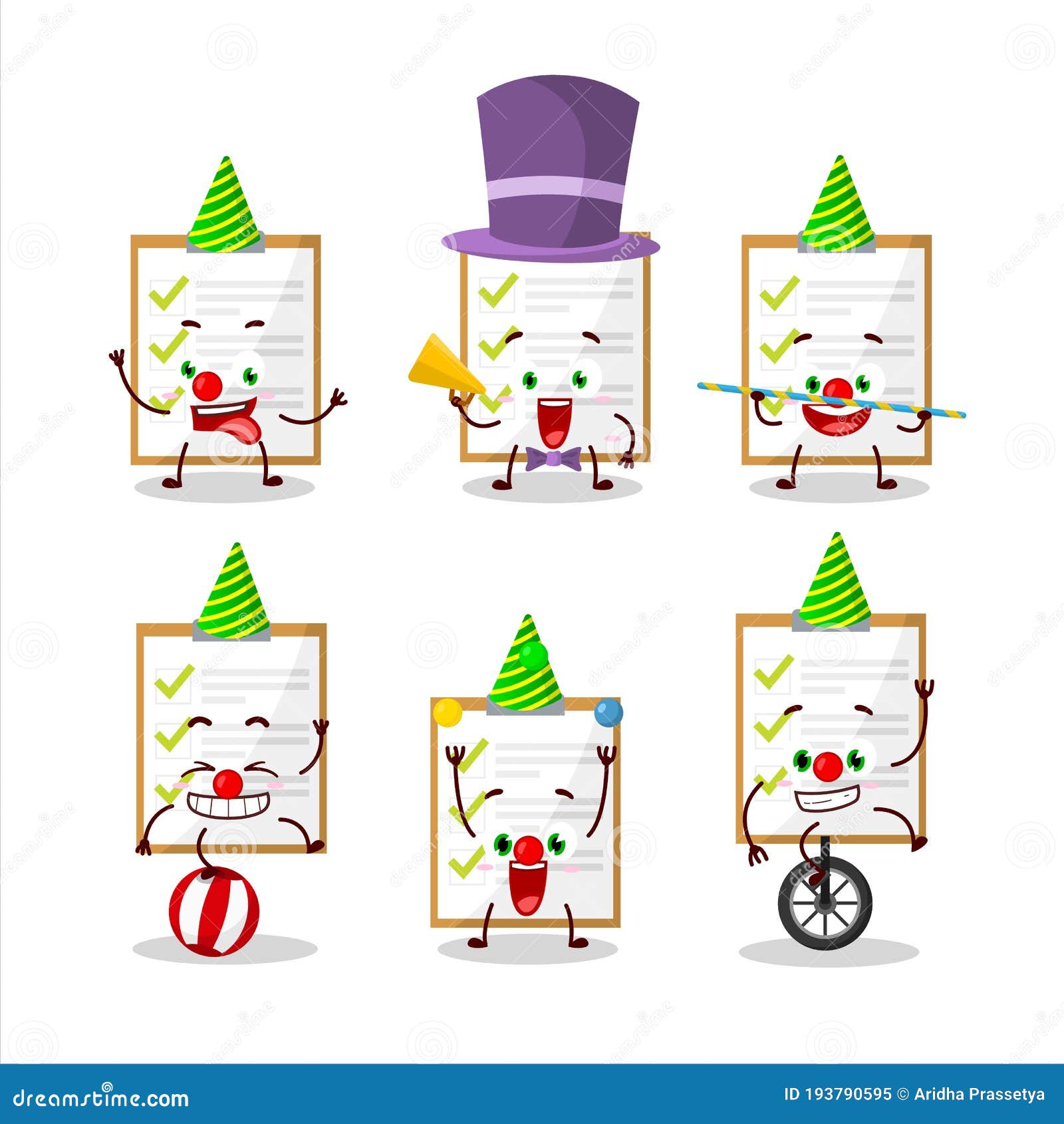 Cartoon Character of Checklist with Various Circus Shows Stock Vector ...