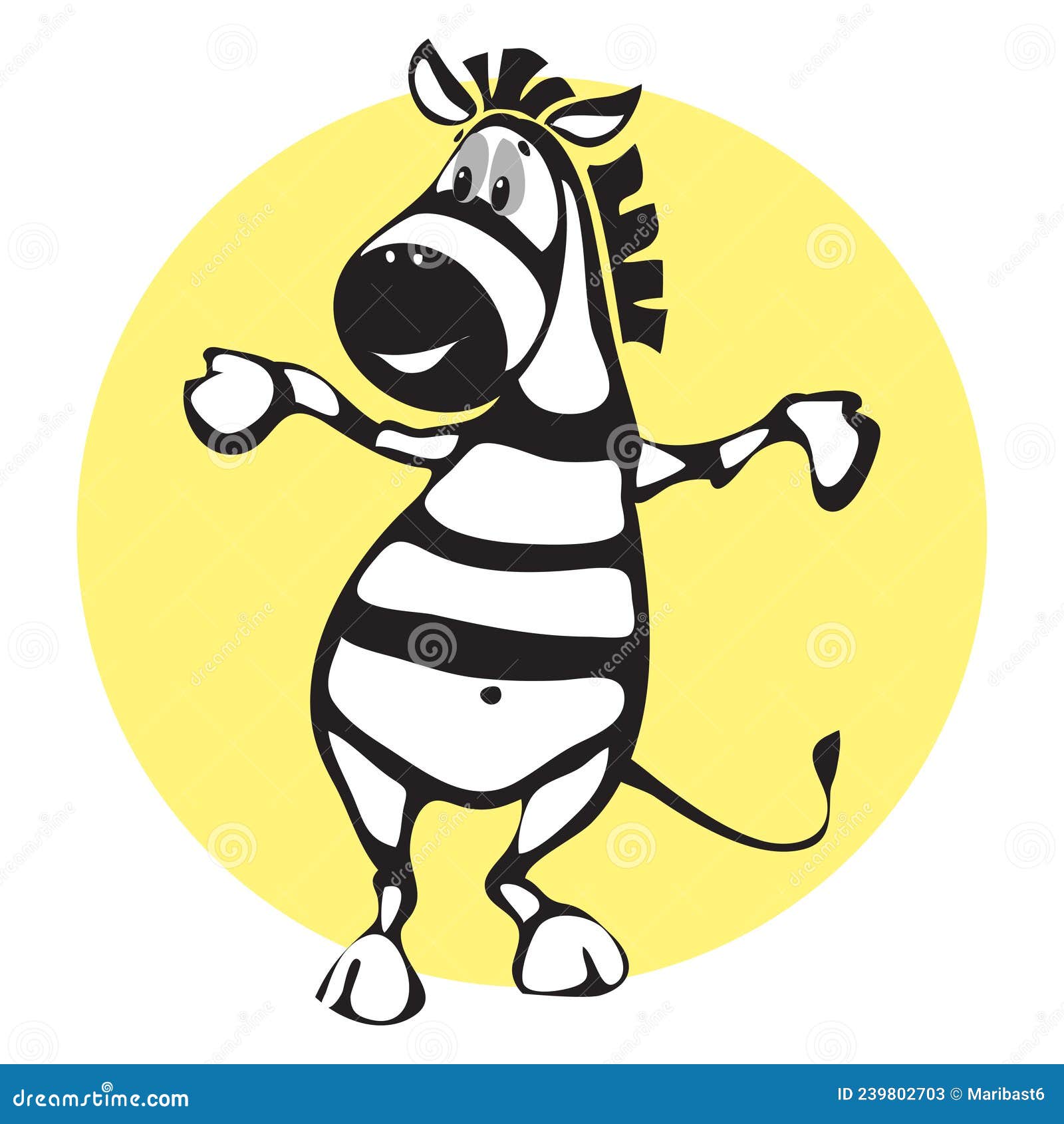 Cartoon Character Cheerful Zebra Dancing Vector Image Stock Vector ...