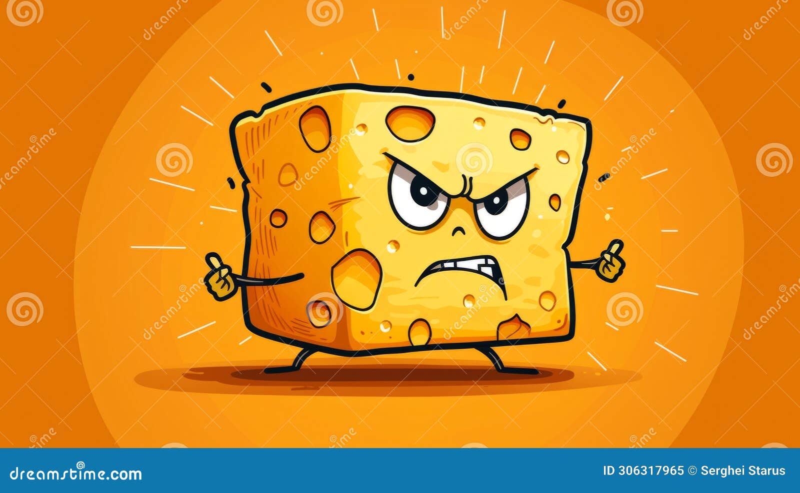 A Cartoon Character of a Cheese Slice with Angry Eyes, AI Stock ...