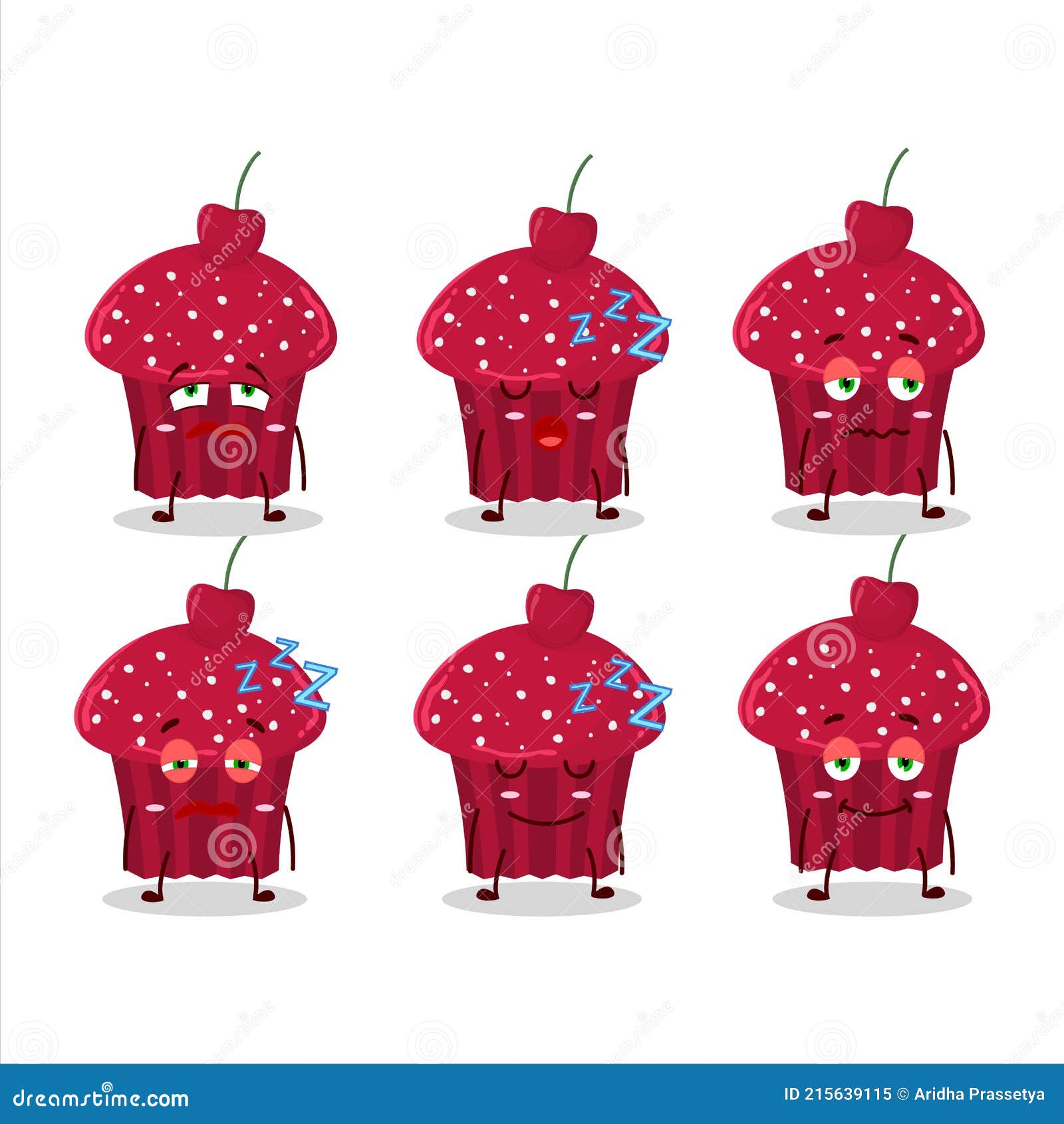 Cartoon Character of Cherry Muffin with Sleepy Expression Stock Vector ...