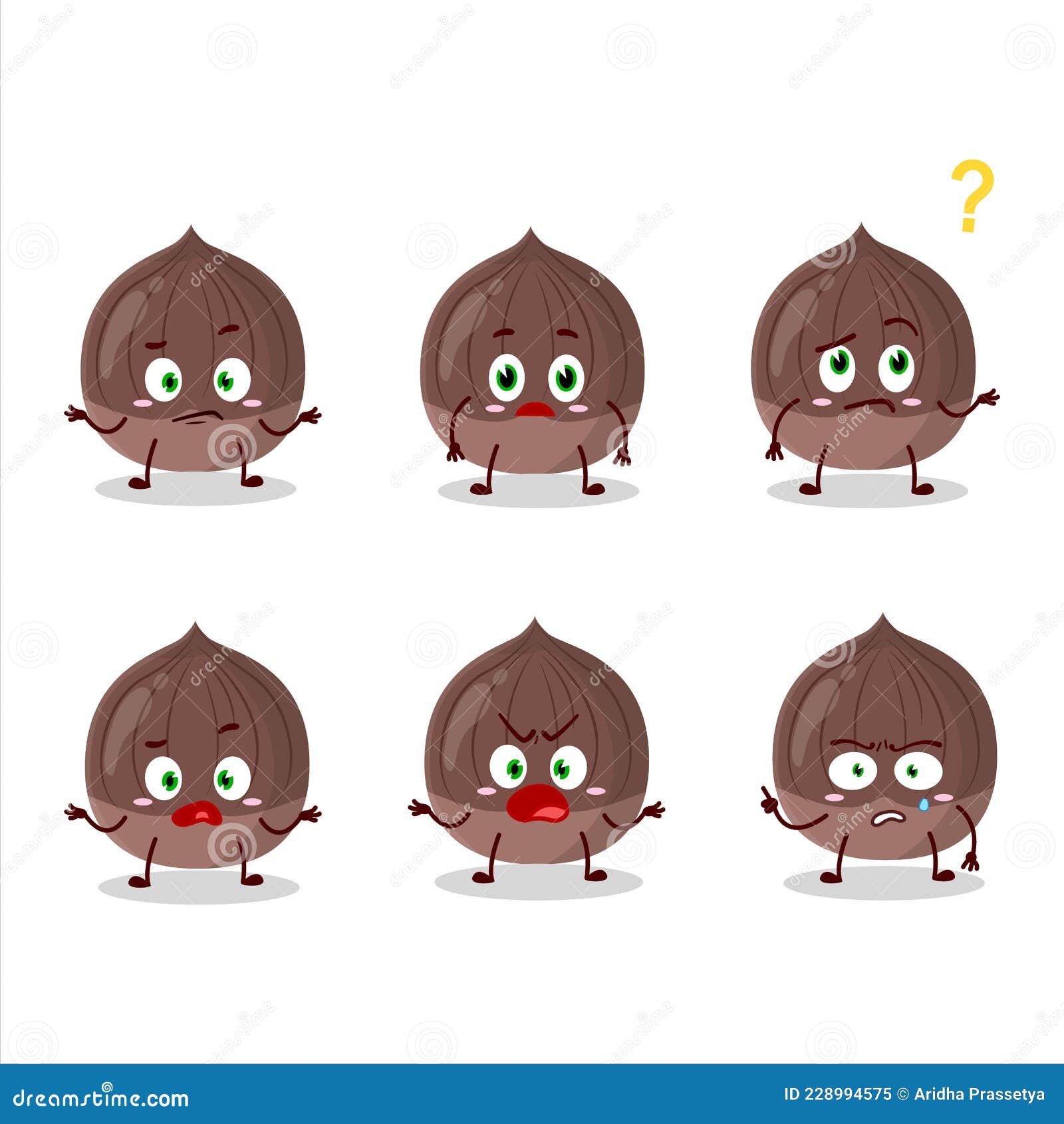 Cartoon Character of Chestnut with What Expression Stock Vector ...