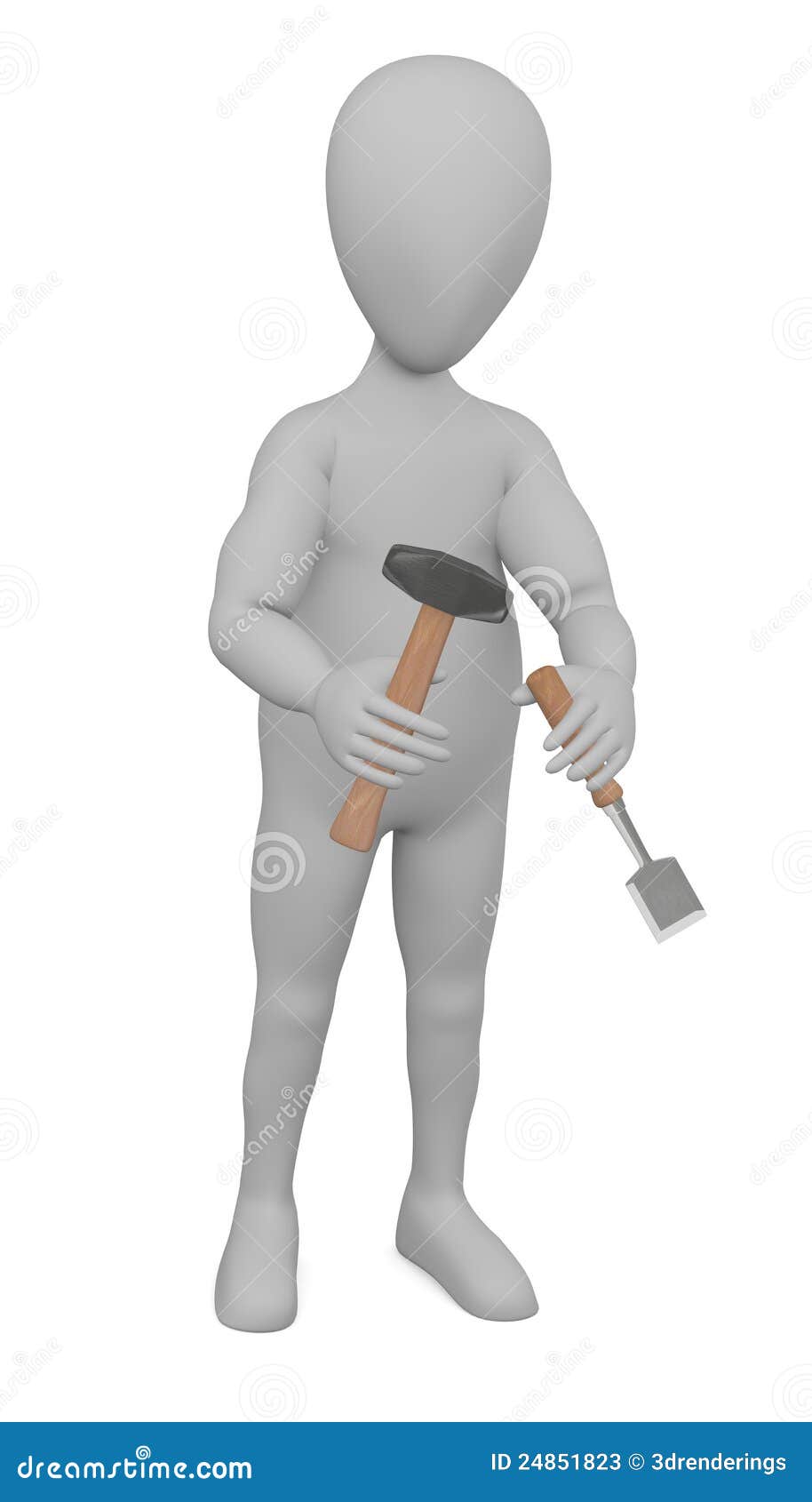 Cartoon Character with Chisel and Hammer - Worker Stock Illustration ...
