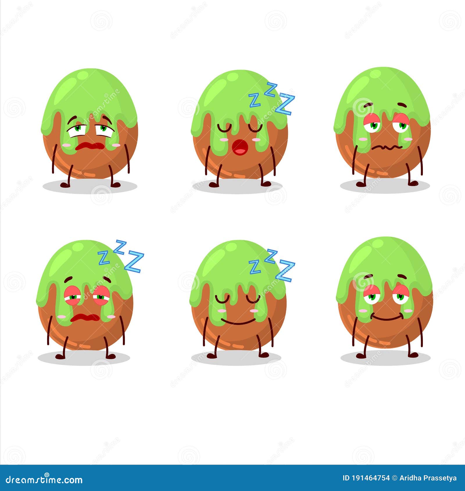 Cartoon Character of Choco Green Candy with Sleepy Expression Stock ...