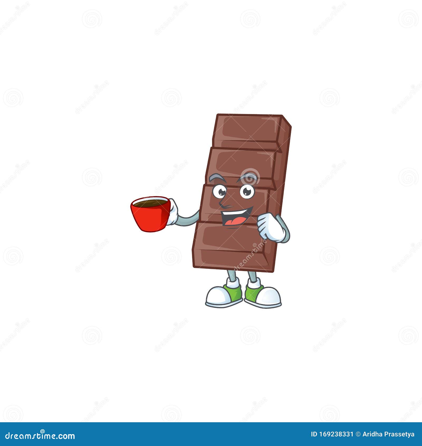 Cartoon Character of Chocolate Bar with a Cup of Coffee Stock Vector ...