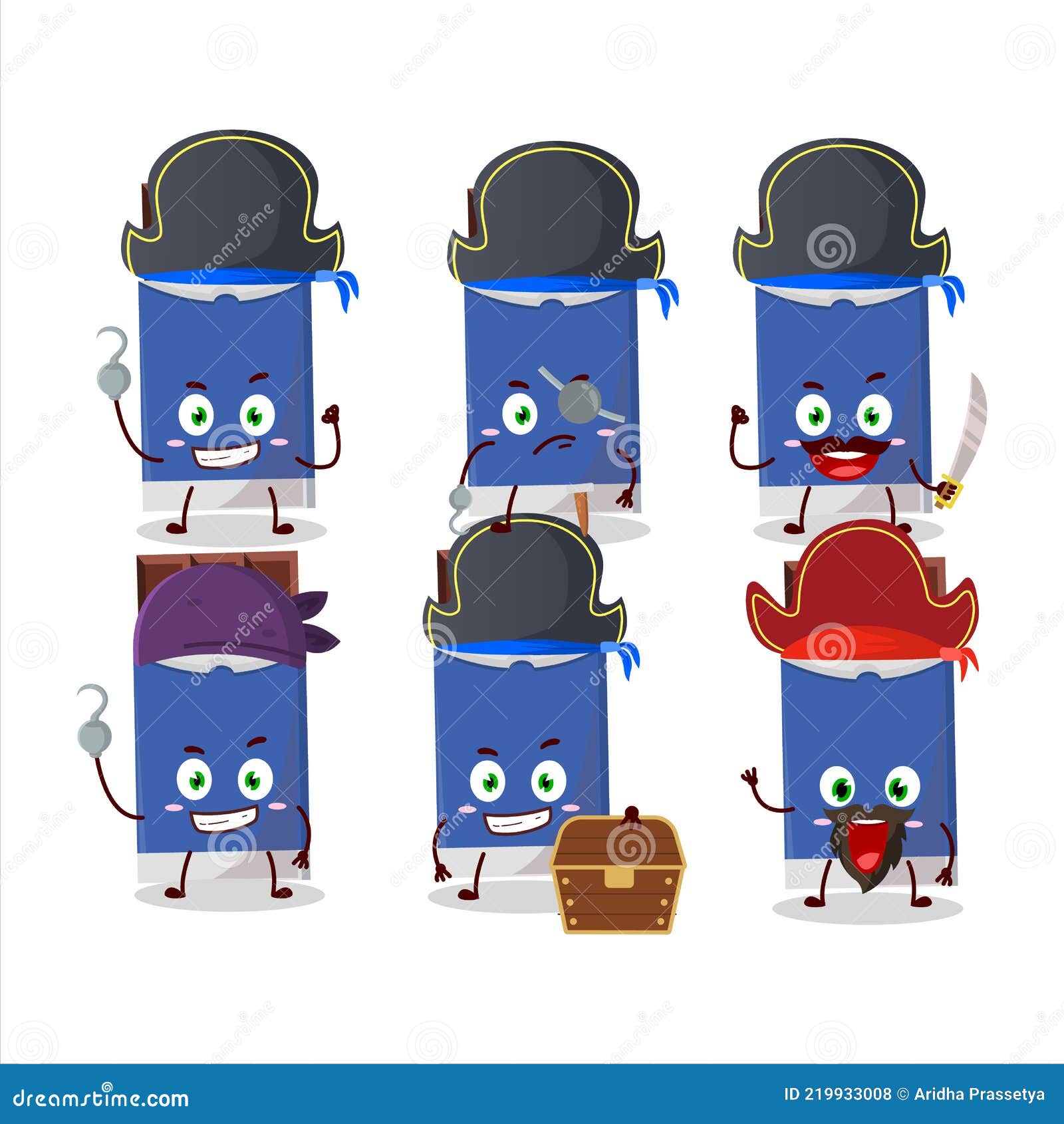 Cartoon Character of Chocolate Bar with Various Pirates Emoticons Stock ...