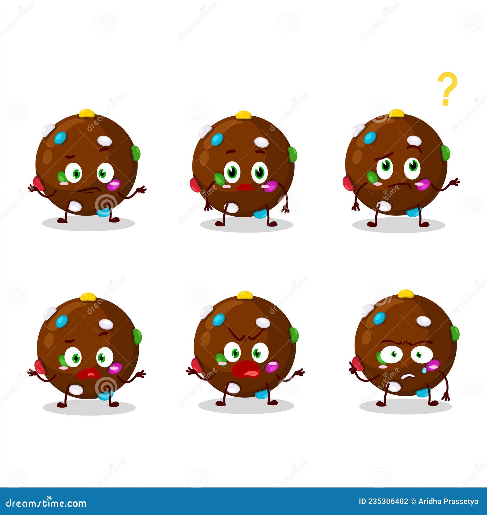 Cartoon Character of Chocolate Candy with What Expression Stock Vector ...