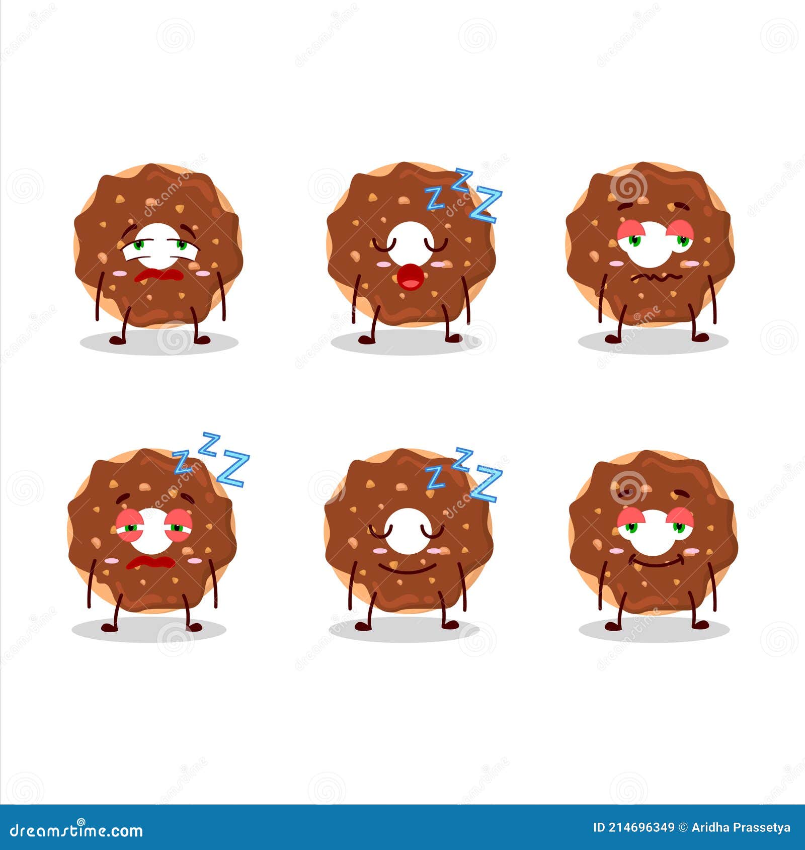 Cartoon Character of Chocolate Donut with Sleepy Expression Stock ...