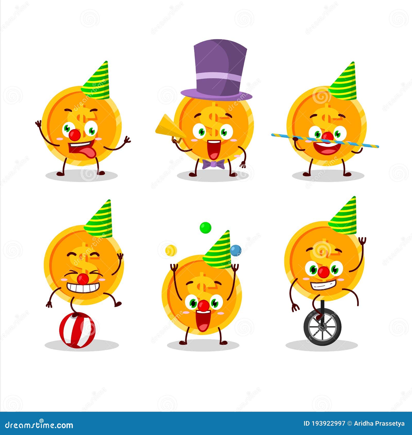 Cartoon Character of Coin with Various Circus Shows Stock Vector ...