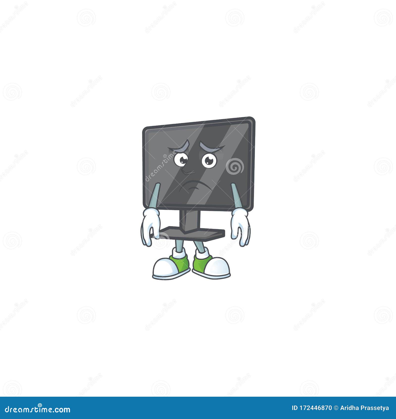 Cartoon Character of a Computer Screen Having an Afraid Face Stock ...