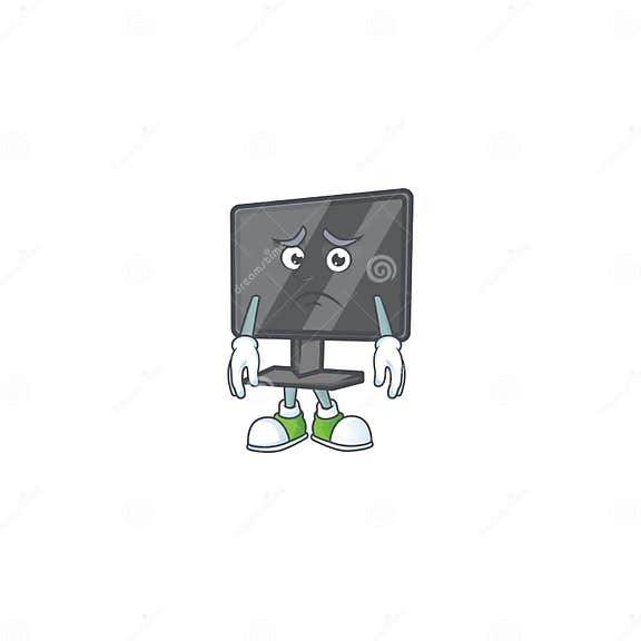 Cartoon Character of a Computer Screen Having an Afraid Face Stock ...