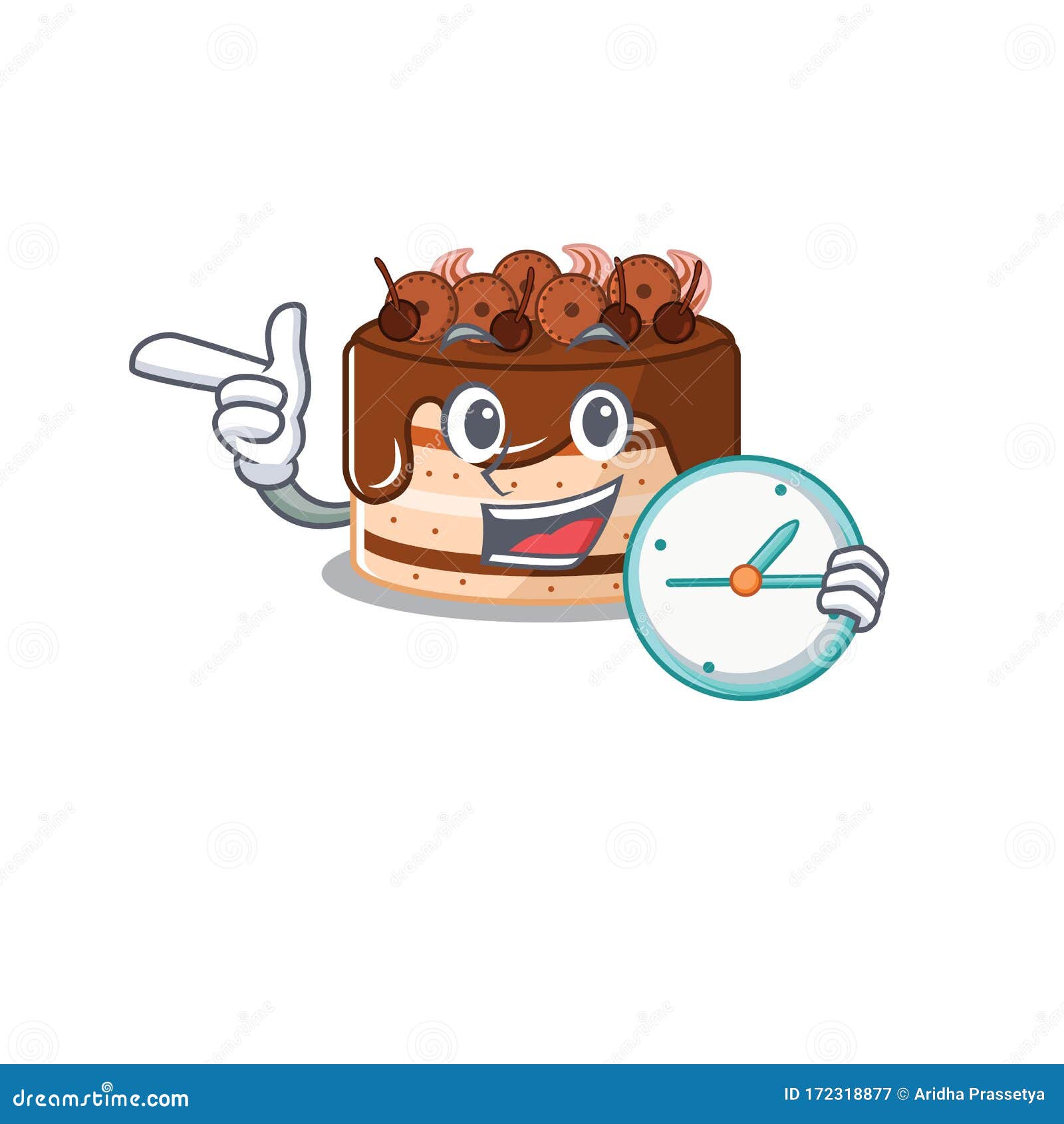 Cartoon Character Concept Chocolate Cake Having Clock Stock Vector ...