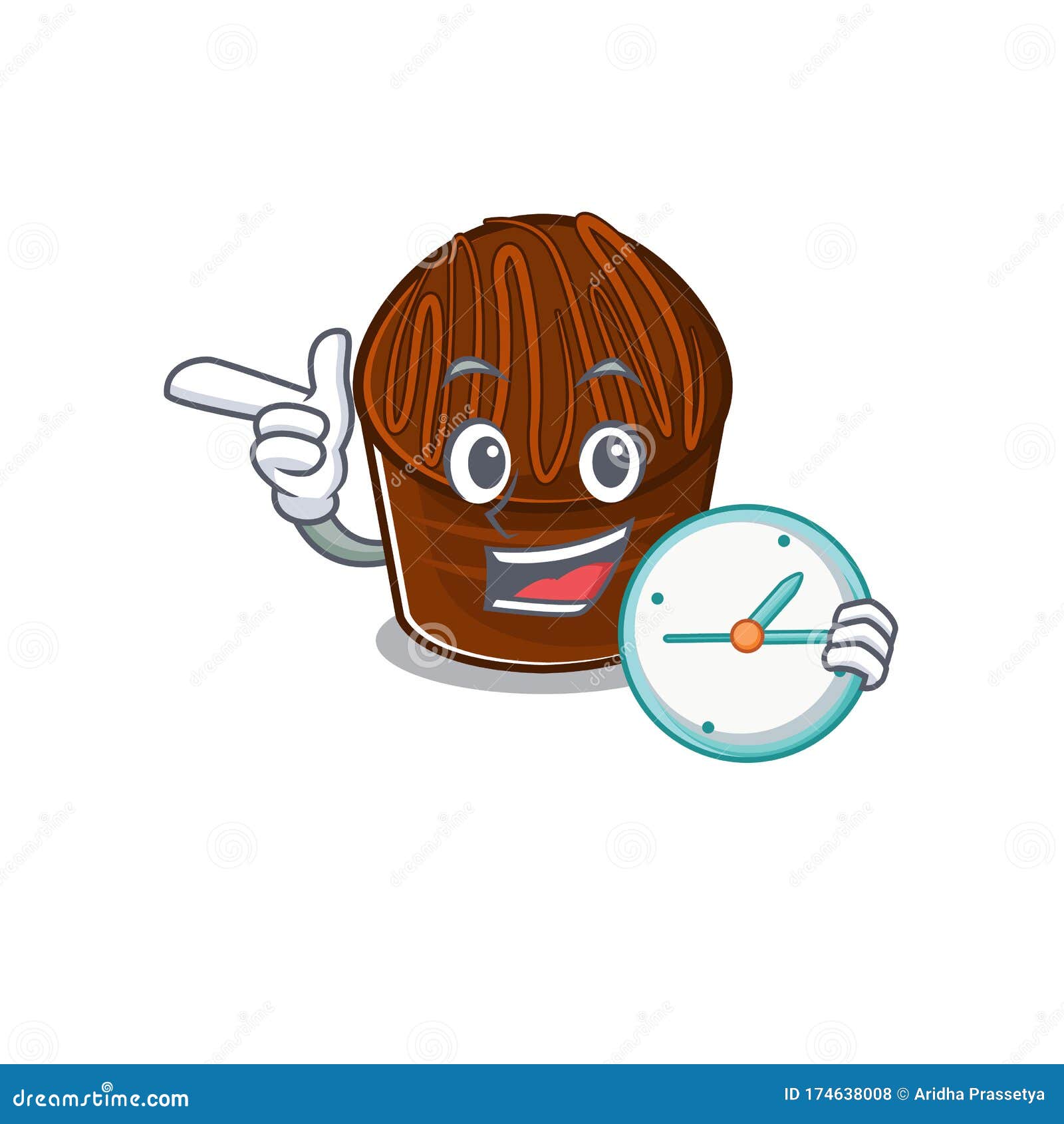 Cartoon Character Concept Chocolate Candy Having Clock Stock Vector ...
